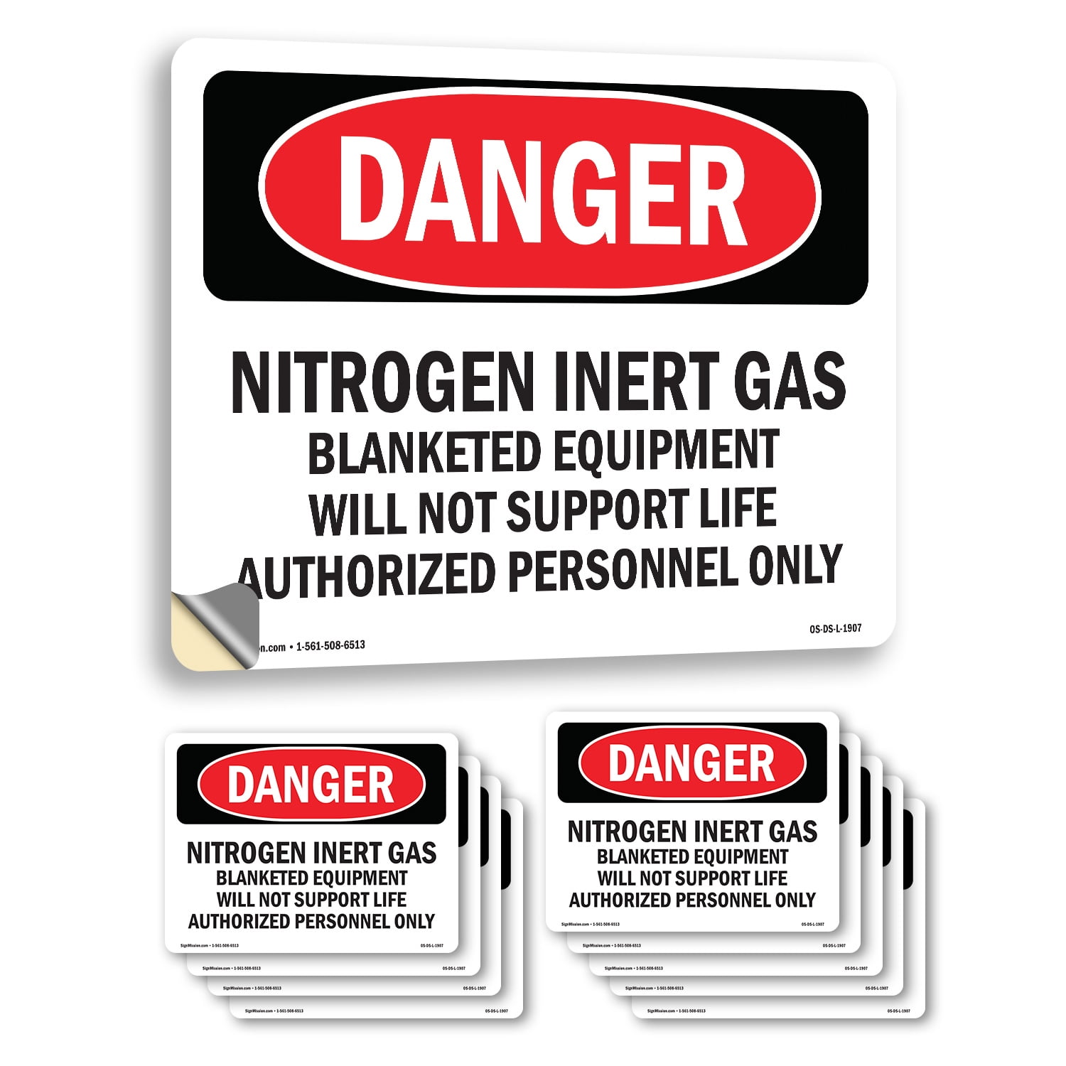 Nitrogen Inert Gas Equipment OSHA Danger Vinyl Decal Label 24 Inch x 18 ...