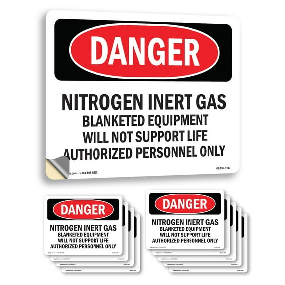 Nitrogen Inert Gas Equipment OSHA Danger Vinyl Decal Label 24 Inch x 18 ...