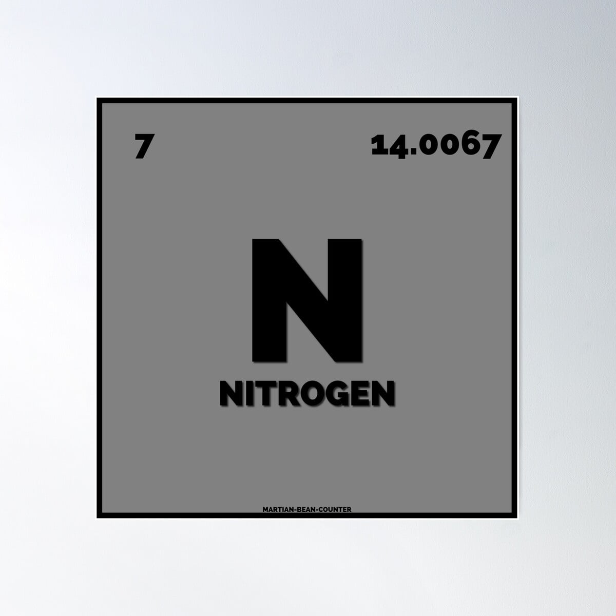 Nitrogen - Periodic Element (Dark Variant) Poster Wall Art, Modern Wall ...