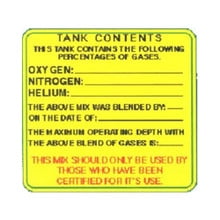Nitrox Tank Contents Certificate Tank Sticker label Scuba Diving Decal ...