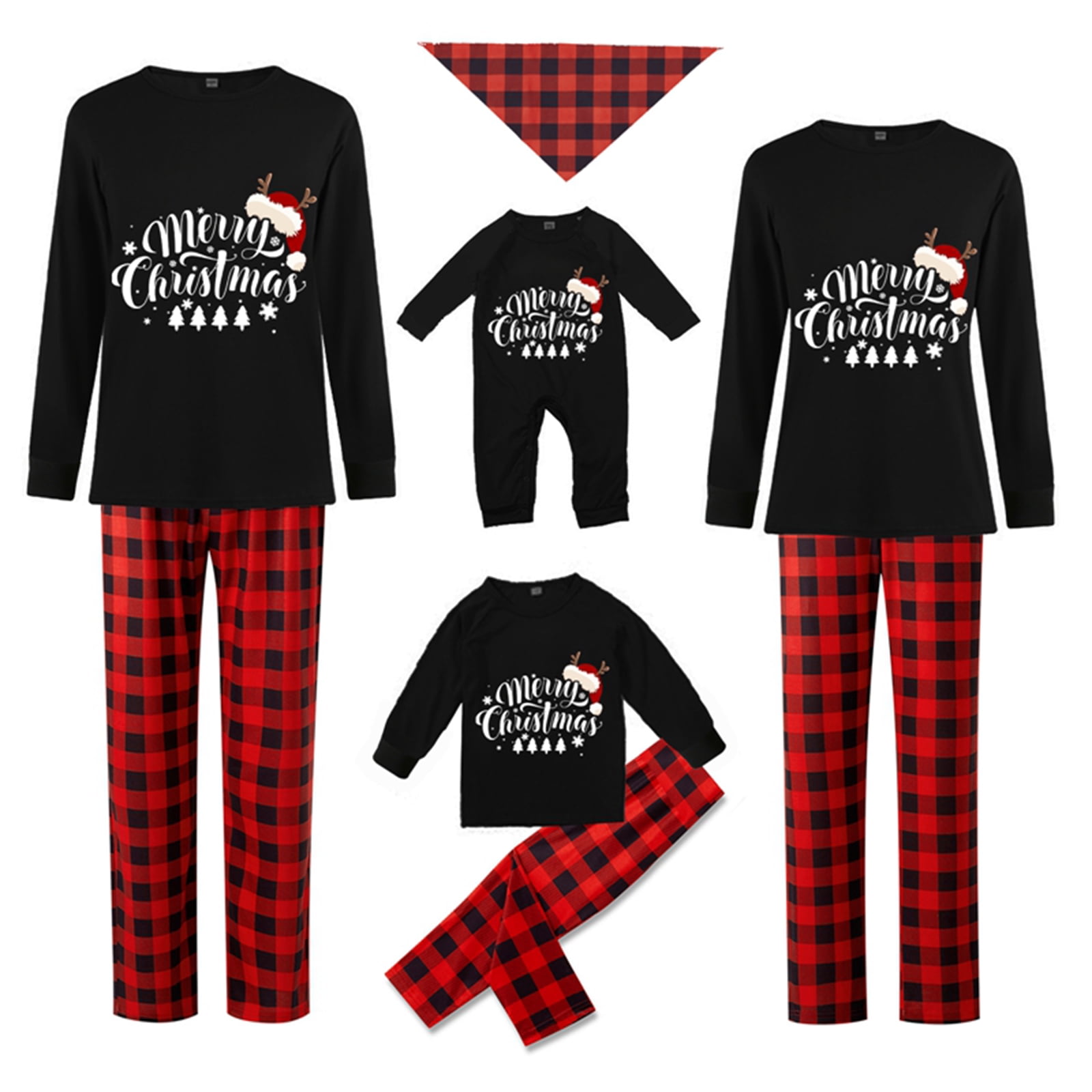 Nituyy Christmas Pajamas Matching Family Pj Set Long Sleeve Tops and ...
