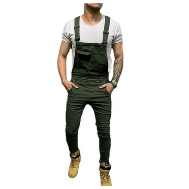 Men's Camo Denim Bib Overalls Suspenders Casual Slim Fit Rompers ...