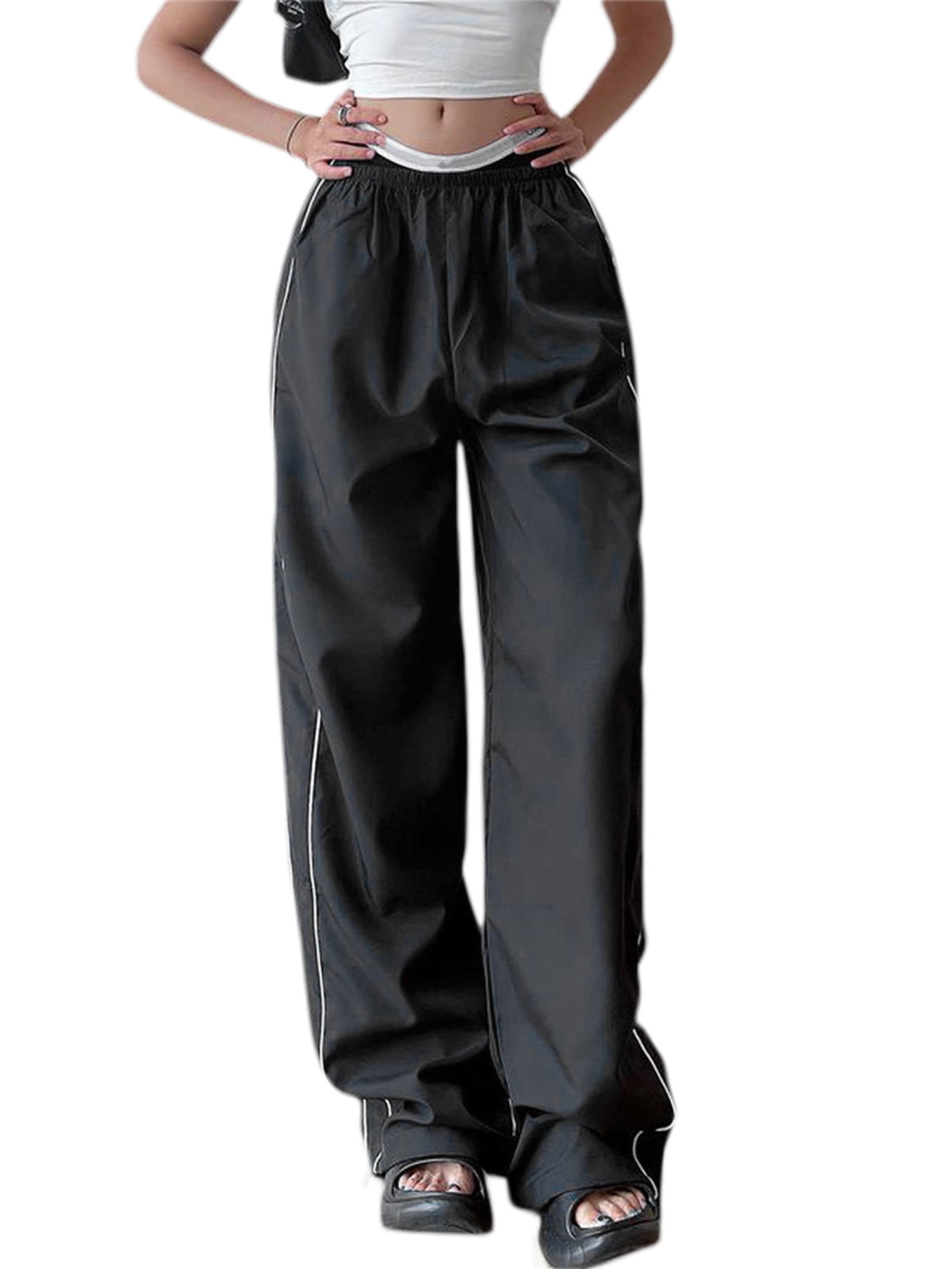 Nituyy Women Baggy Cargo Parachute Pants Wide Leg Casual Parechute ...