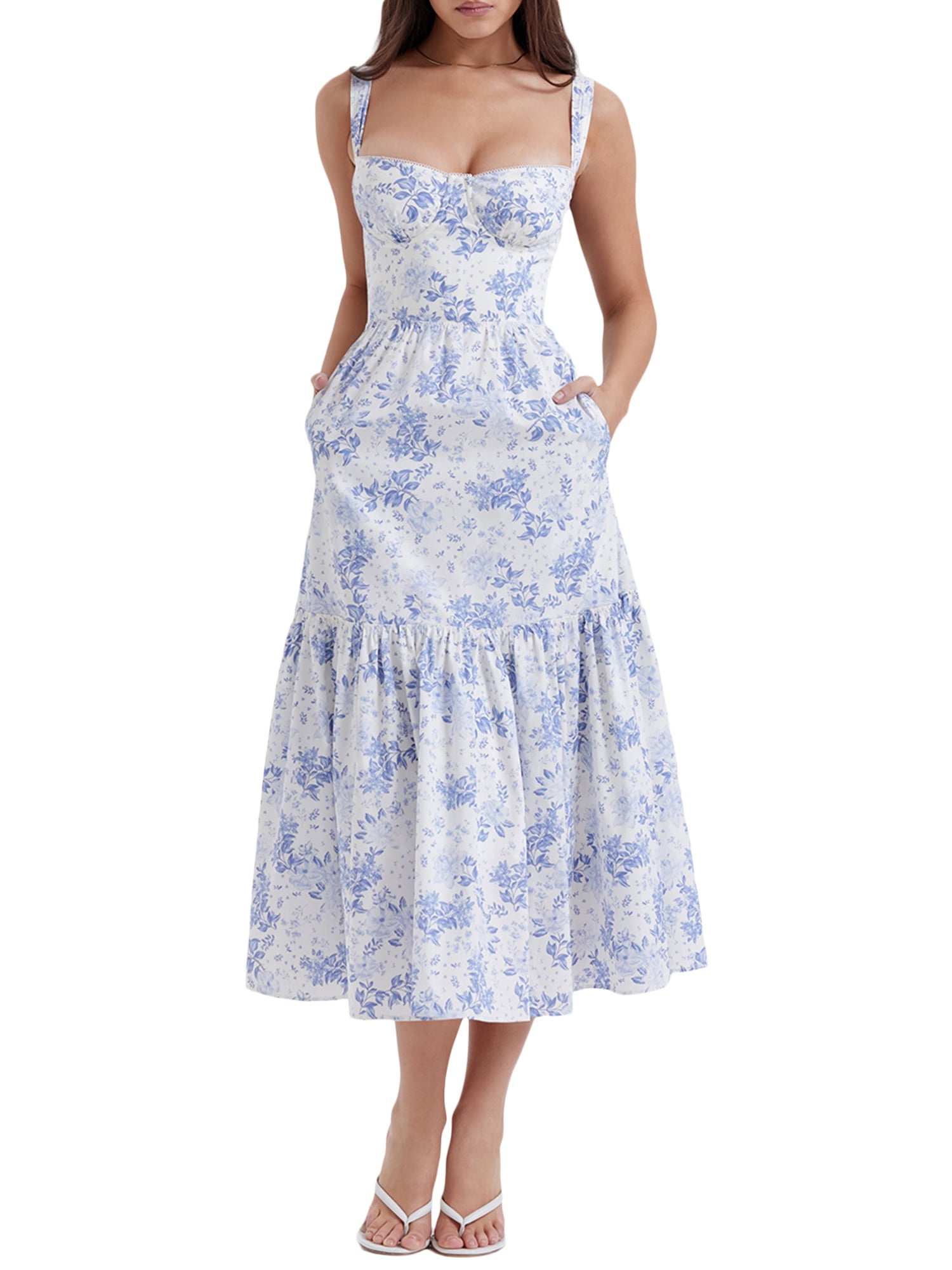 Nituyy Women's Floral Maxi Dress Cottagecore Dress Summer Vintage ...