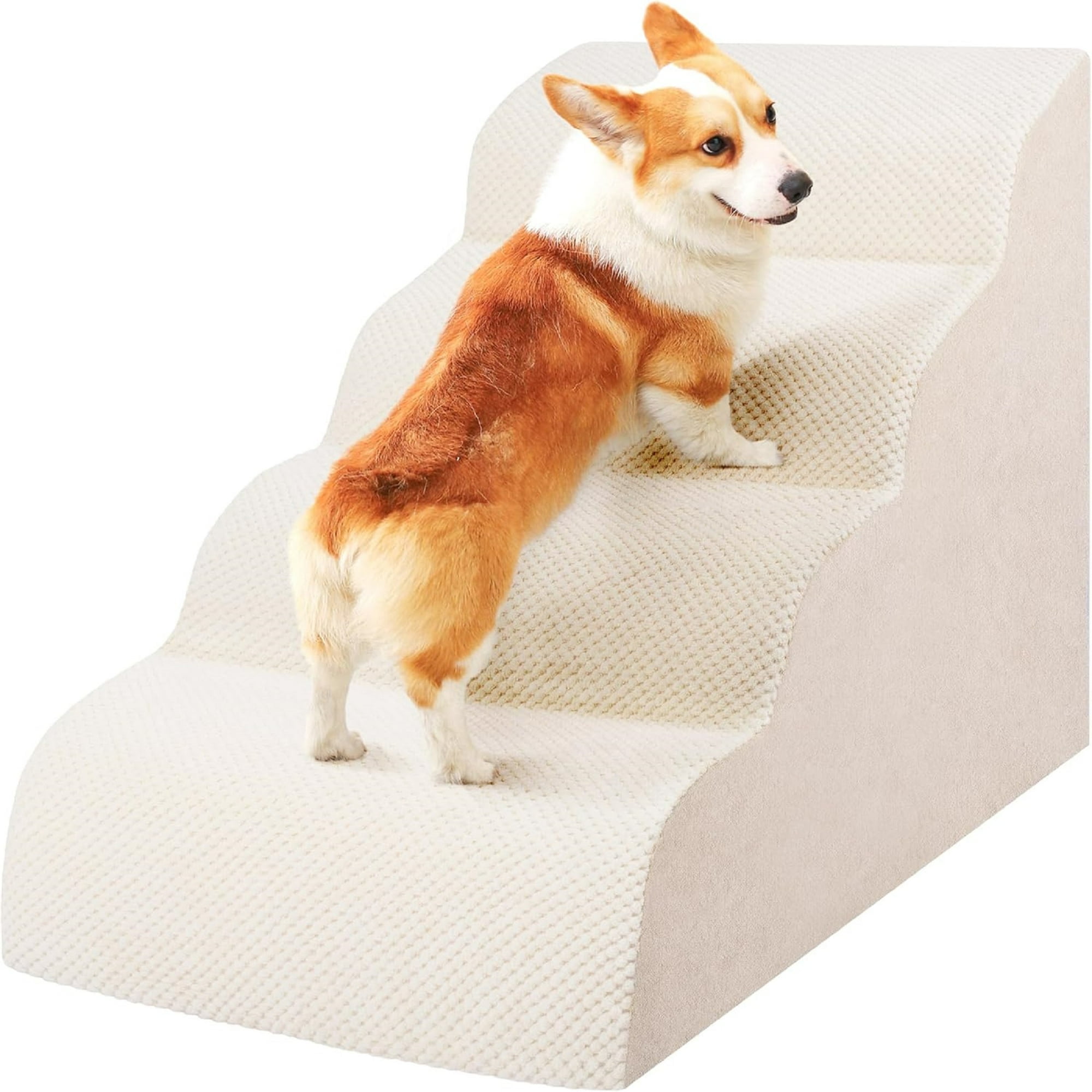 Niubya, Dog Stairs for Small Dogs, 4 Steps High Density Foam Dog Ramp ...