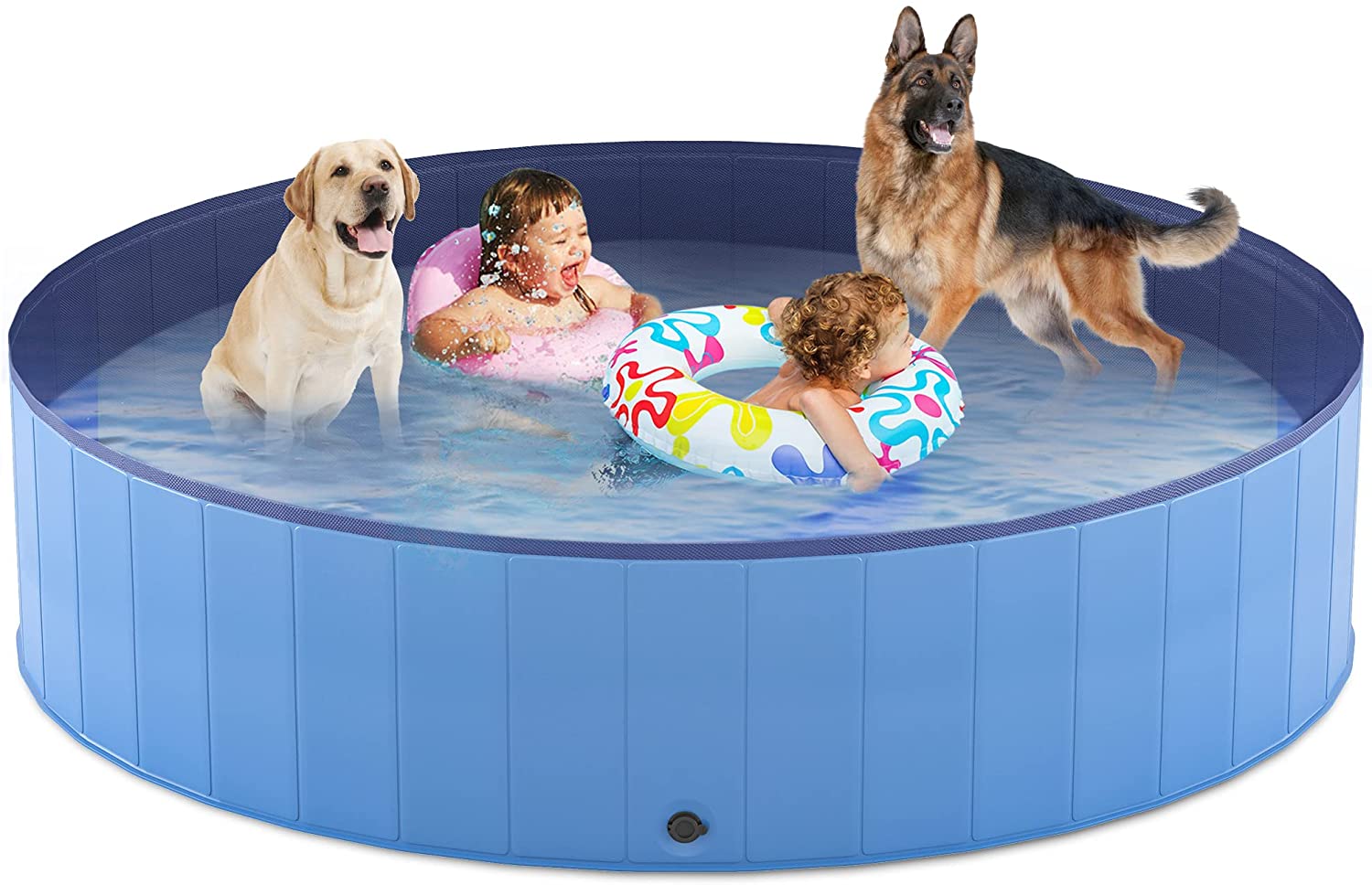 Plastic Dog Pool 37" x 24" Inches Rectangular Foldable Portable Outdoor ...