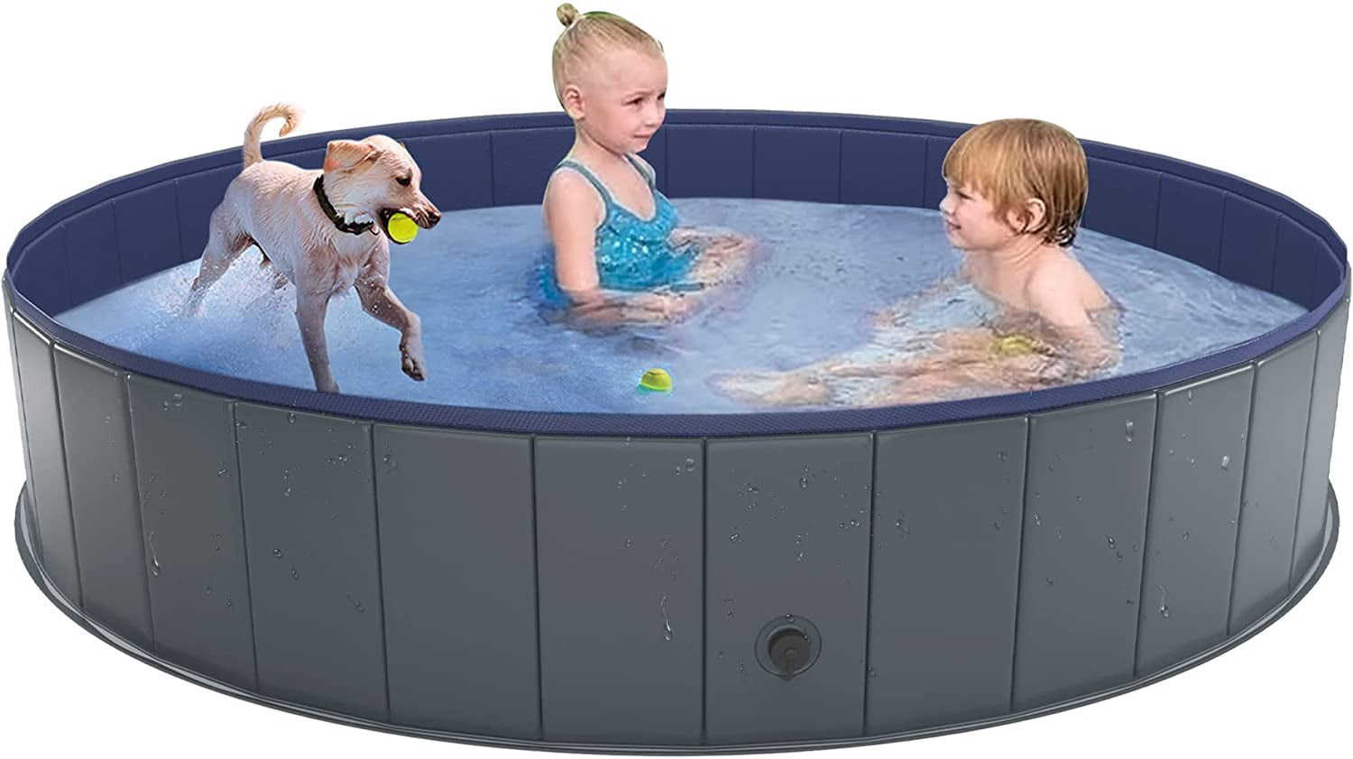 Niubya Extra Large Foldable Doggy Pool, Heavy Duty Round Doggie Bath ...