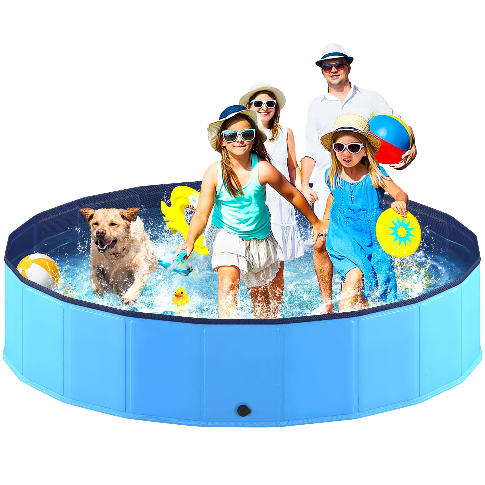 Niubya, Foldable Dog Swimming Pool, 80 x 16'', Portable Bath Tub Blue ...