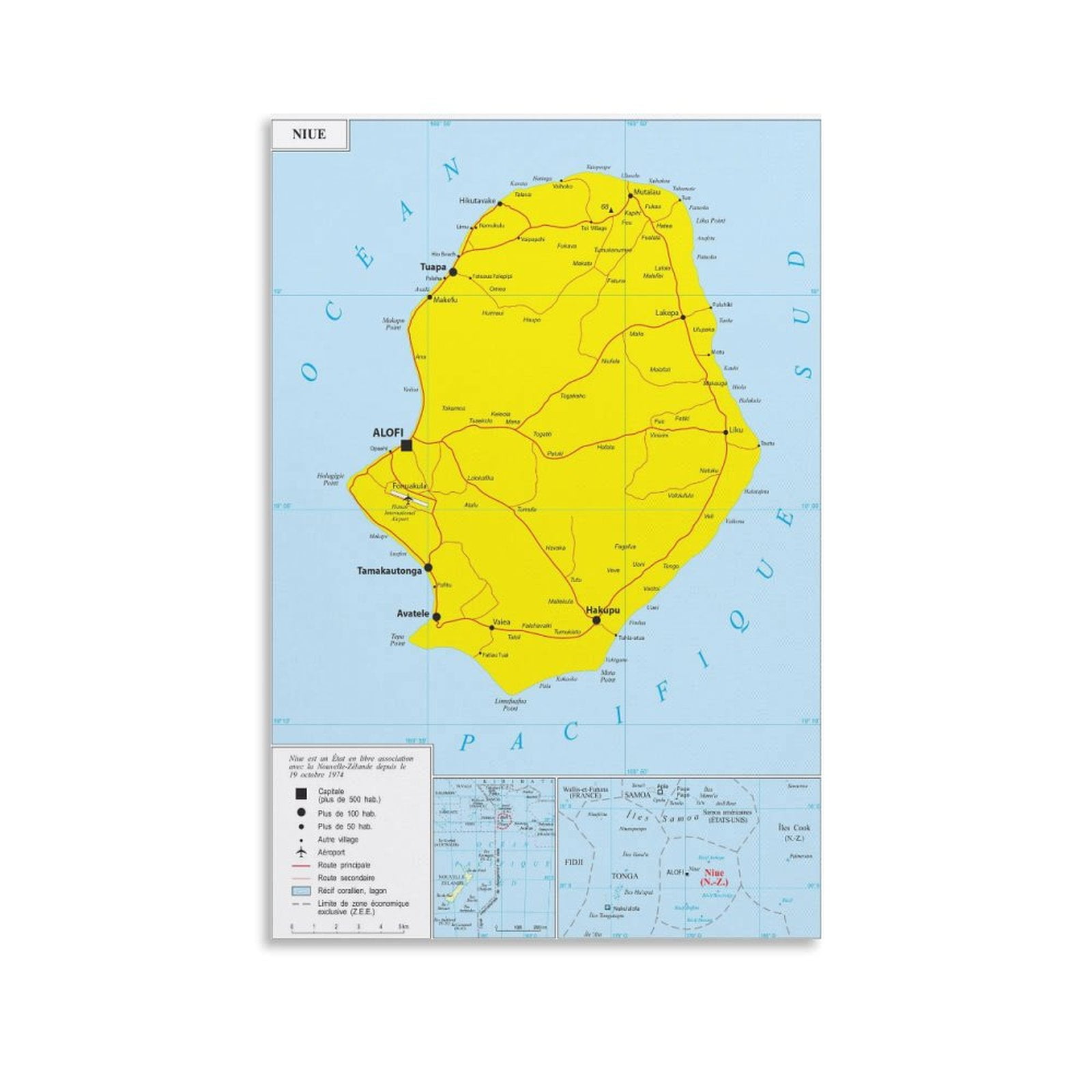 Niue Map Posters Poster Cool Artworks Painting Wall Art Canvas Prints ...