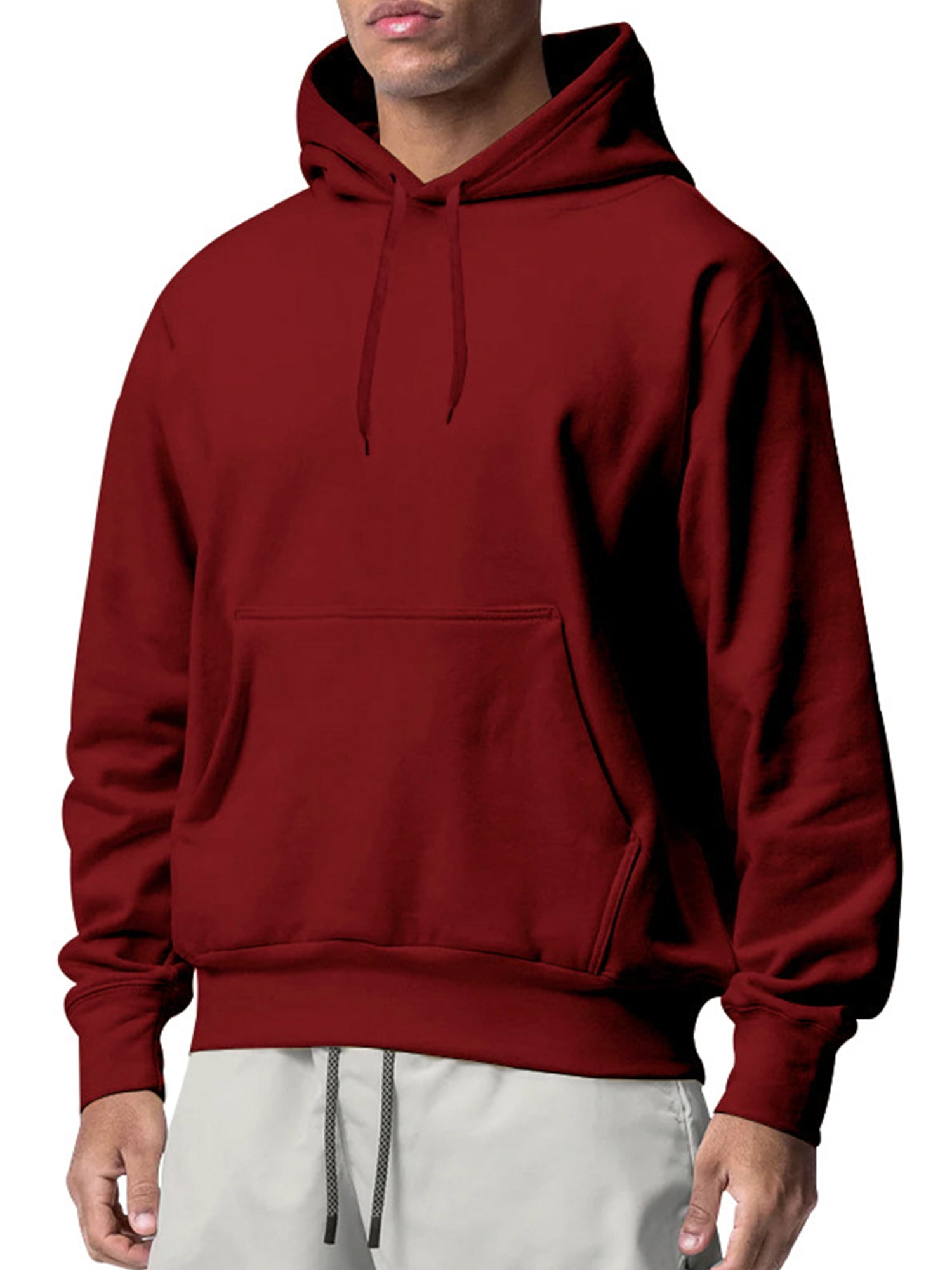 Niuer Men Hoodies Solid Color Sweatshirts Drawstring Hooded Sweatshirt ...