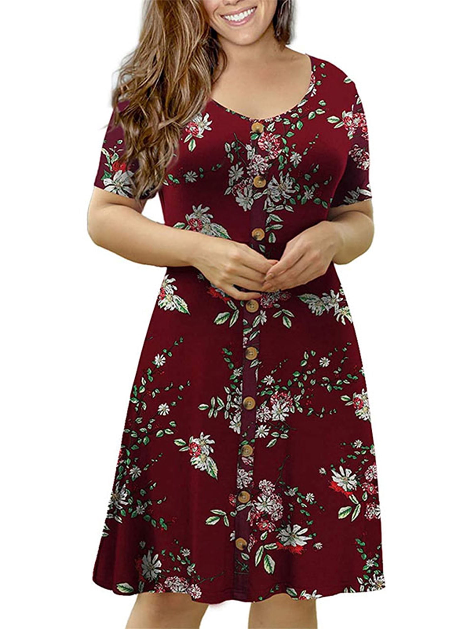 Niuer Plus Size Women's Short Sleeve Casual Striped Dress, Relax ...