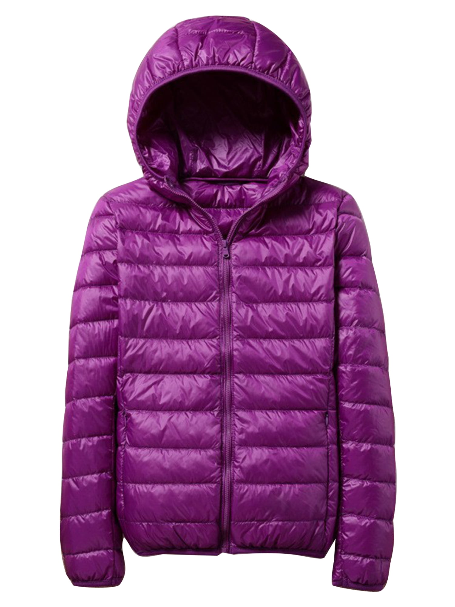 Niuer Women Outwear Hooded Coat Full Zip Puffer Jacket Lightweight Down ...