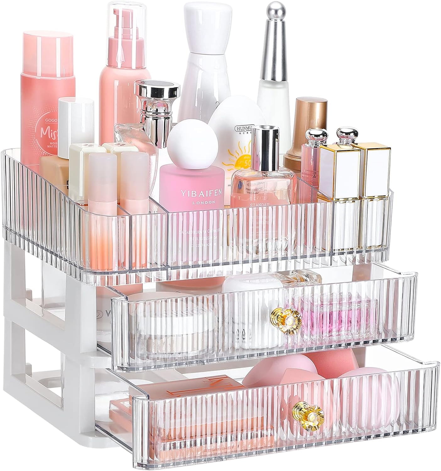 Niulife Makeup Organizer for Vanity, Large Capacity Cosmetic Display ...