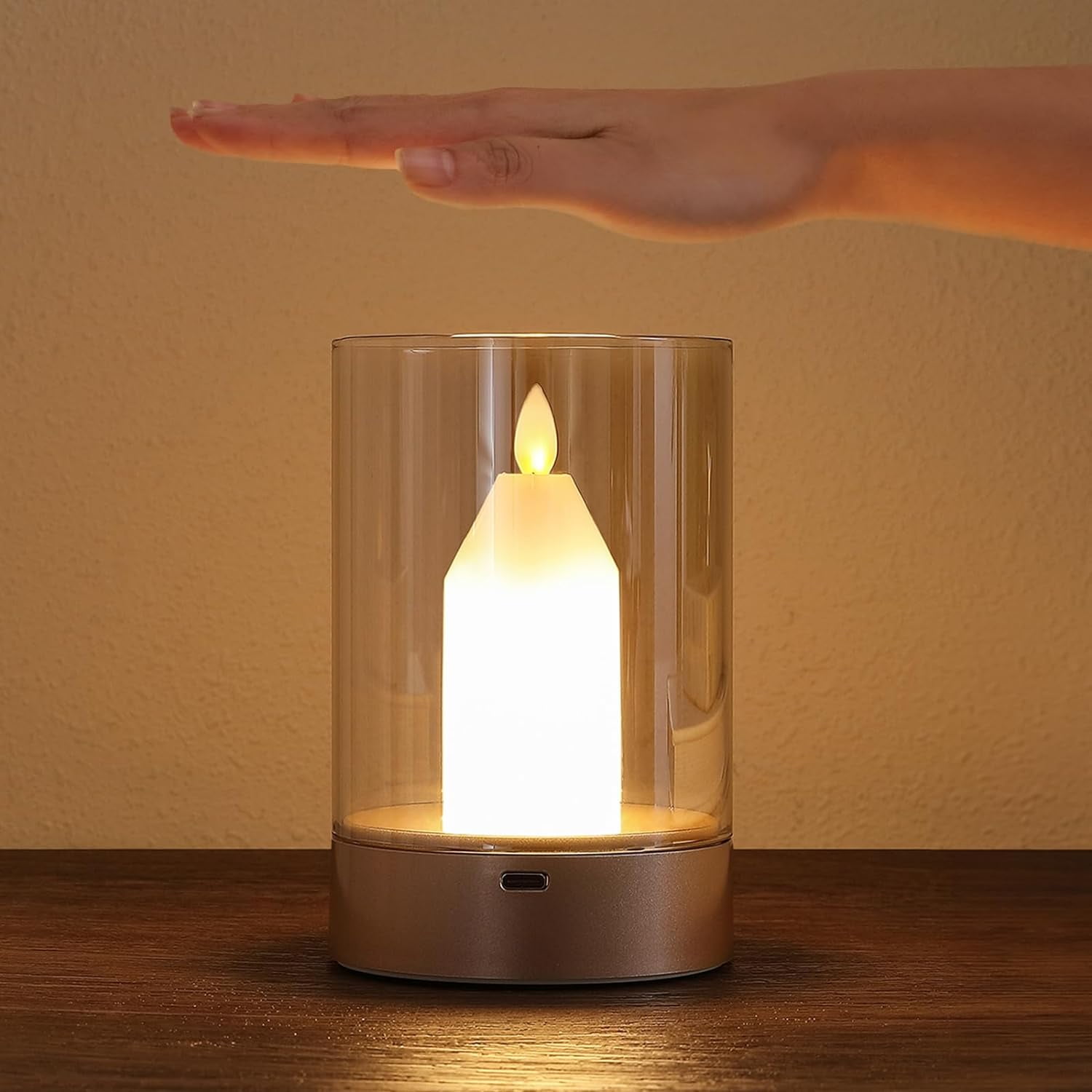 Niulife Small Candle Table Lamp Cordless Gesture Sensor Control Night ...