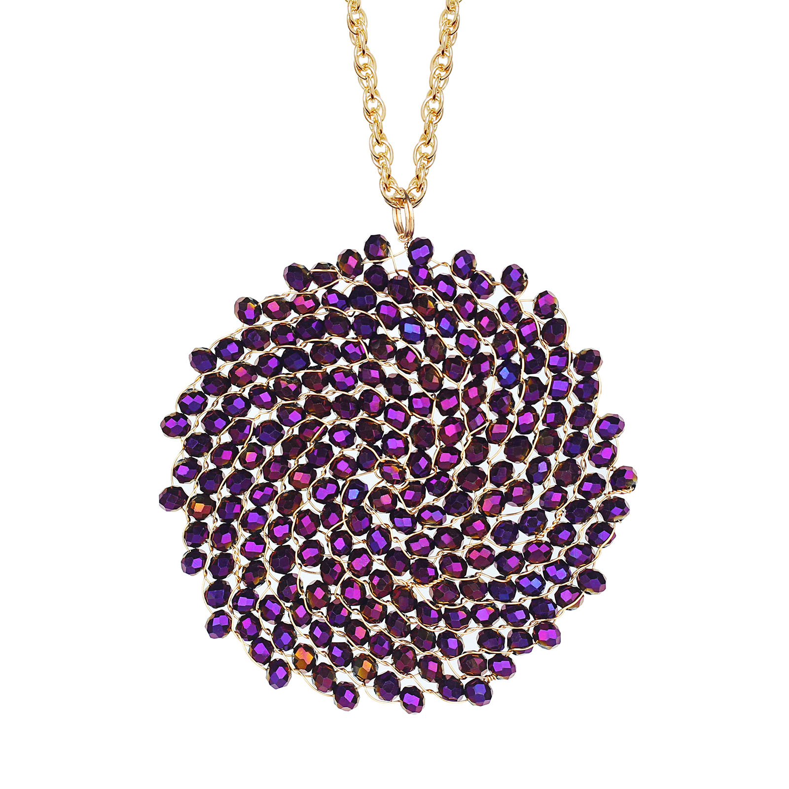 Niumike Long Necklace for Women Handmade Long Statement Beaded Crystal ...