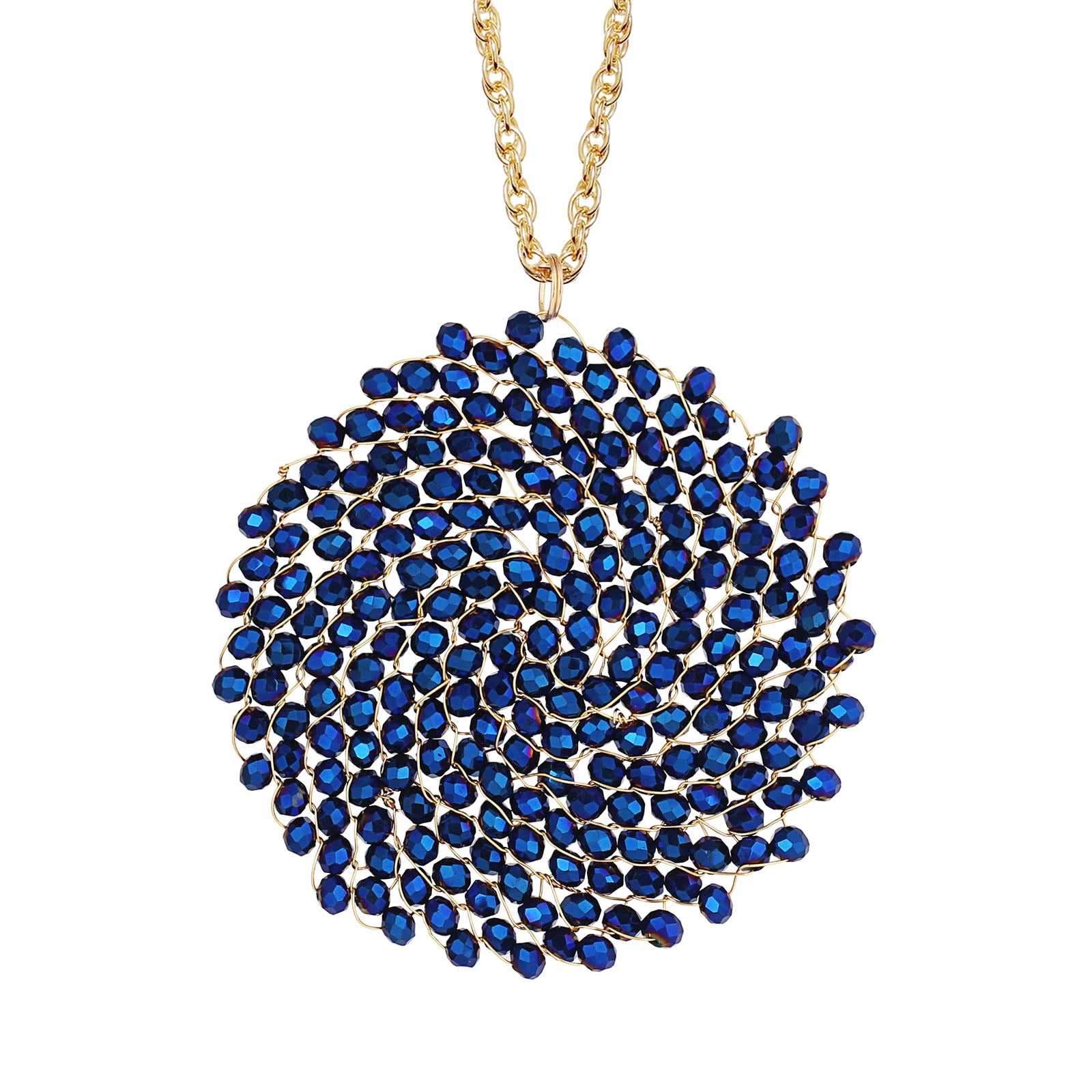 Niumike Long Necklace for Women Handmade Long Statement Beaded Crystal ...