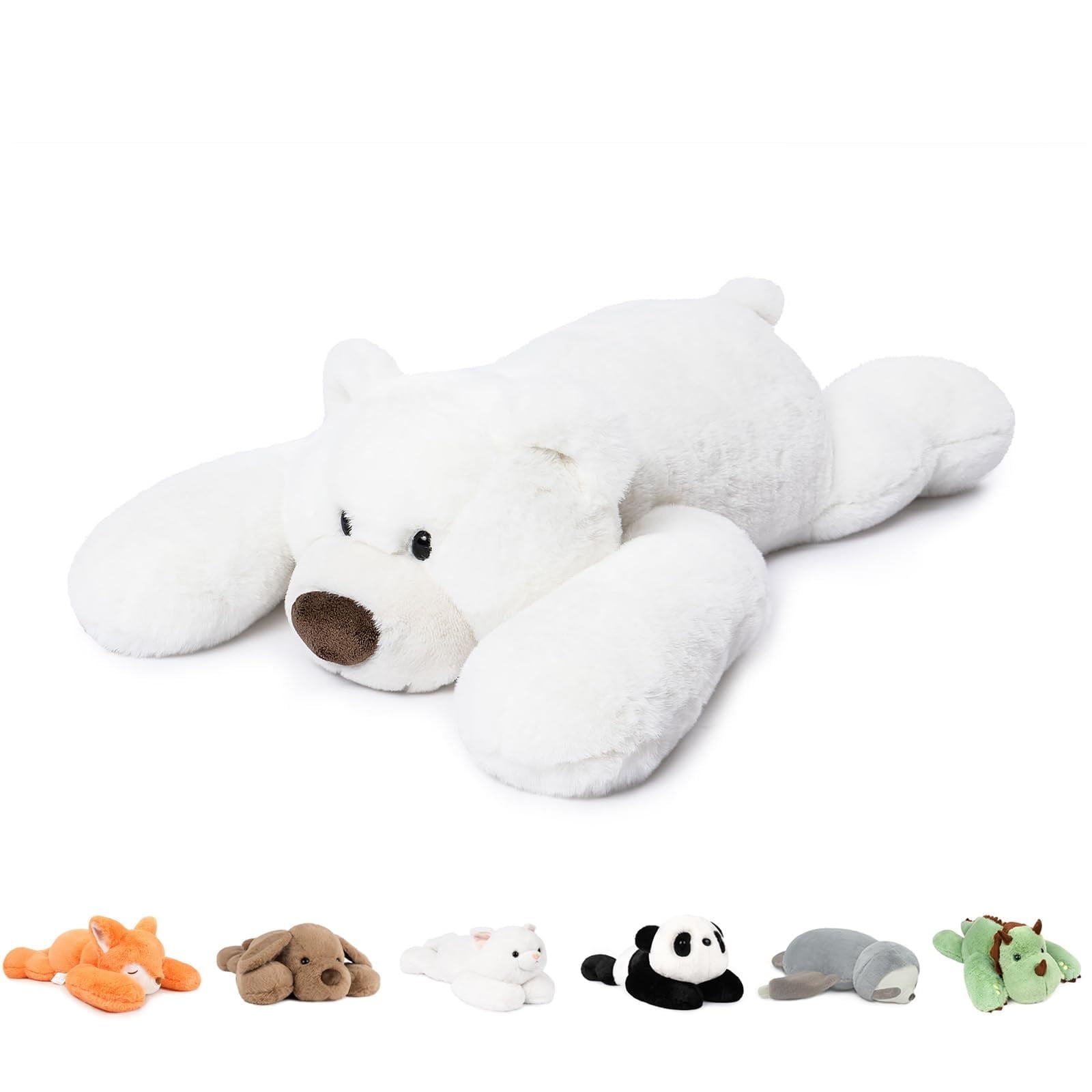Niuniu Daddy Polar Bear Plush Pillow - 20-Inch White Fluffy Weighted ...