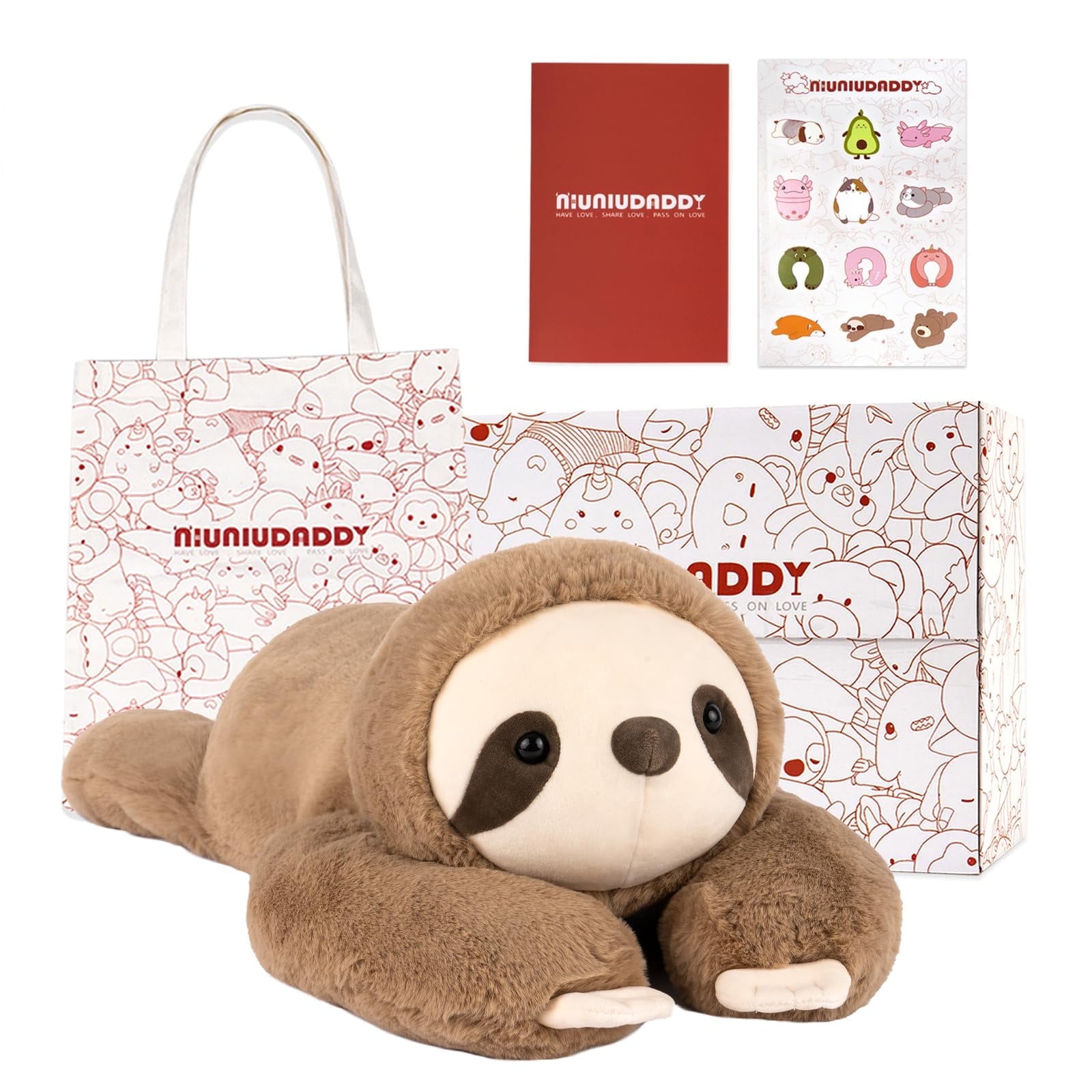 Niuniu Daddy Weighted Sloth Stuffed Animal Set 20-inch 3.3lb Soft Faux ...