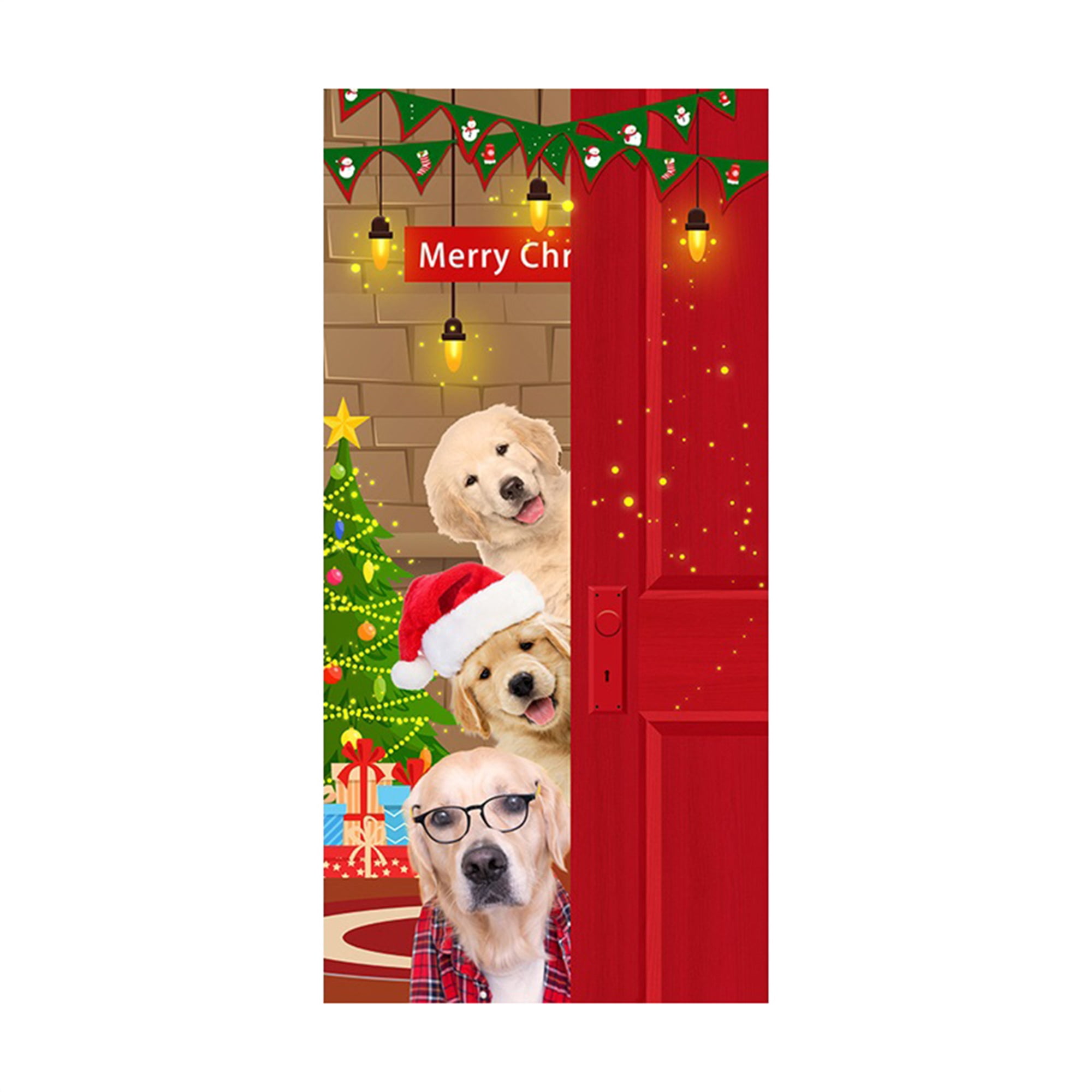 Niusricy Christmas Decor Porch Sign Flag Cartoon Print Hanging Banner ...