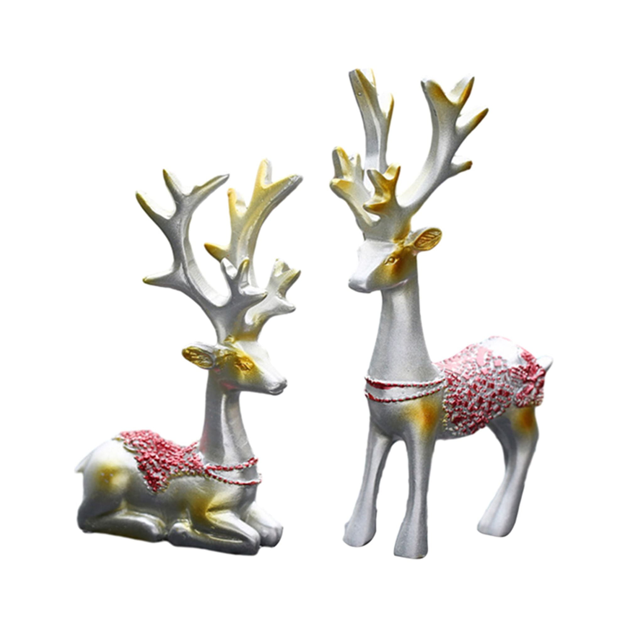 Niusricy Elk Figurines Modern Sitting and Standing Deer Statues Desktop ...