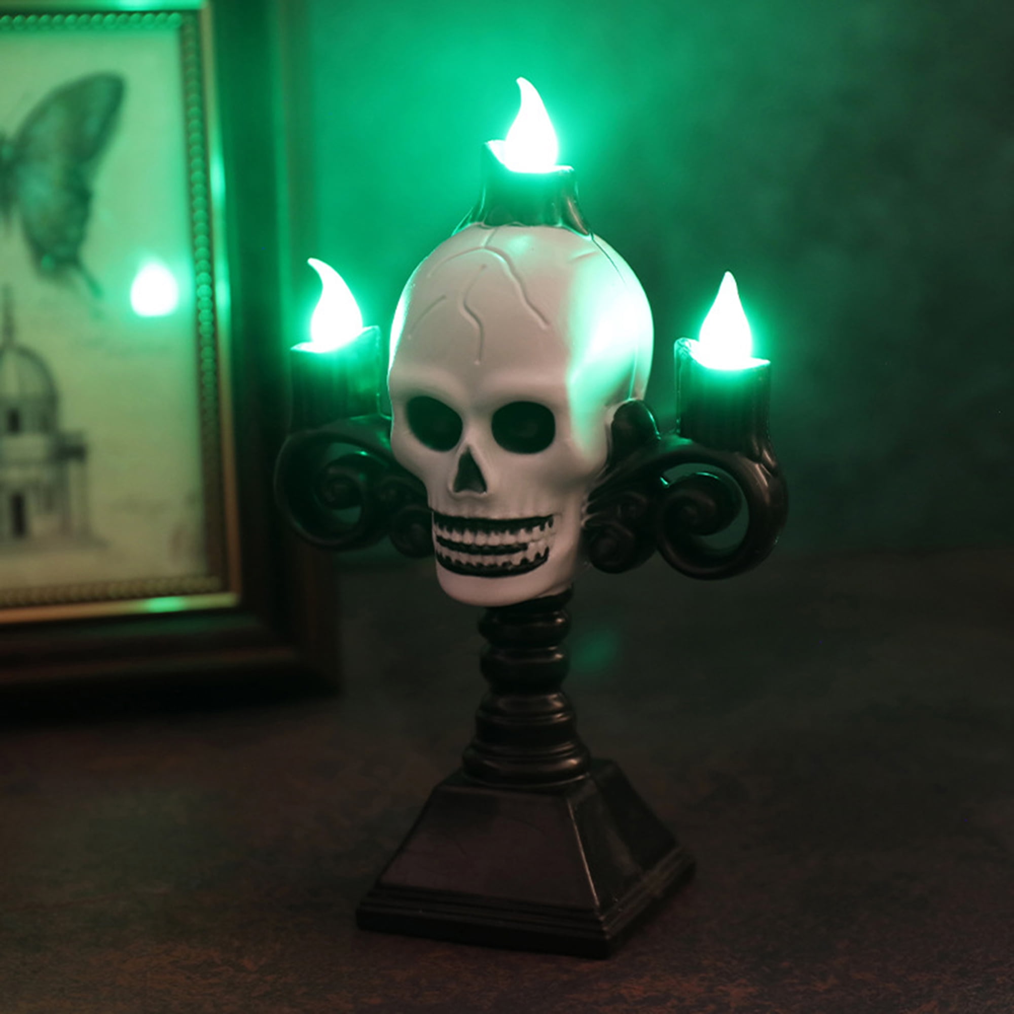 Niusricy Halloween Decoration LED Skulls, Realistic Human Fake Skeleton ...
