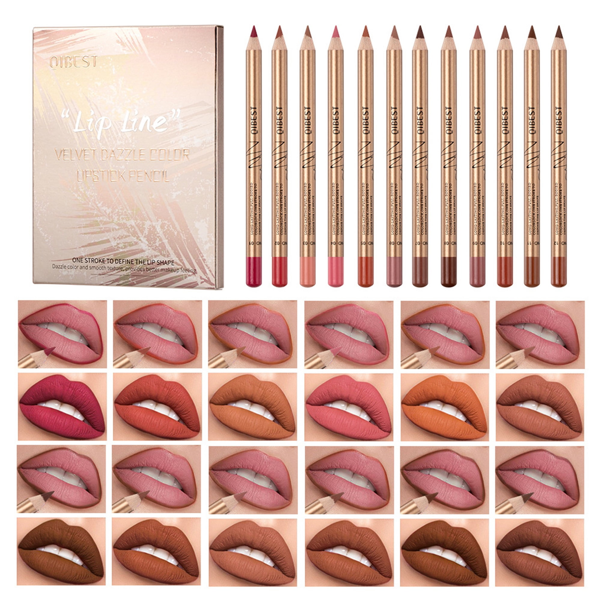 Niusricy Matte Lip Liner Set 12 Assorted Colors Long Lasting Waterproof ...