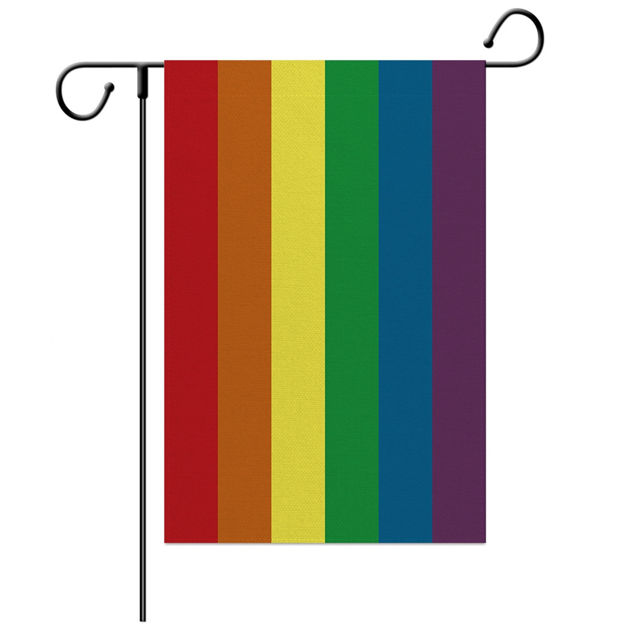 Niusricy Spring Linen Garden Flags Rainbow Stripe Print Seasonal Banner ...