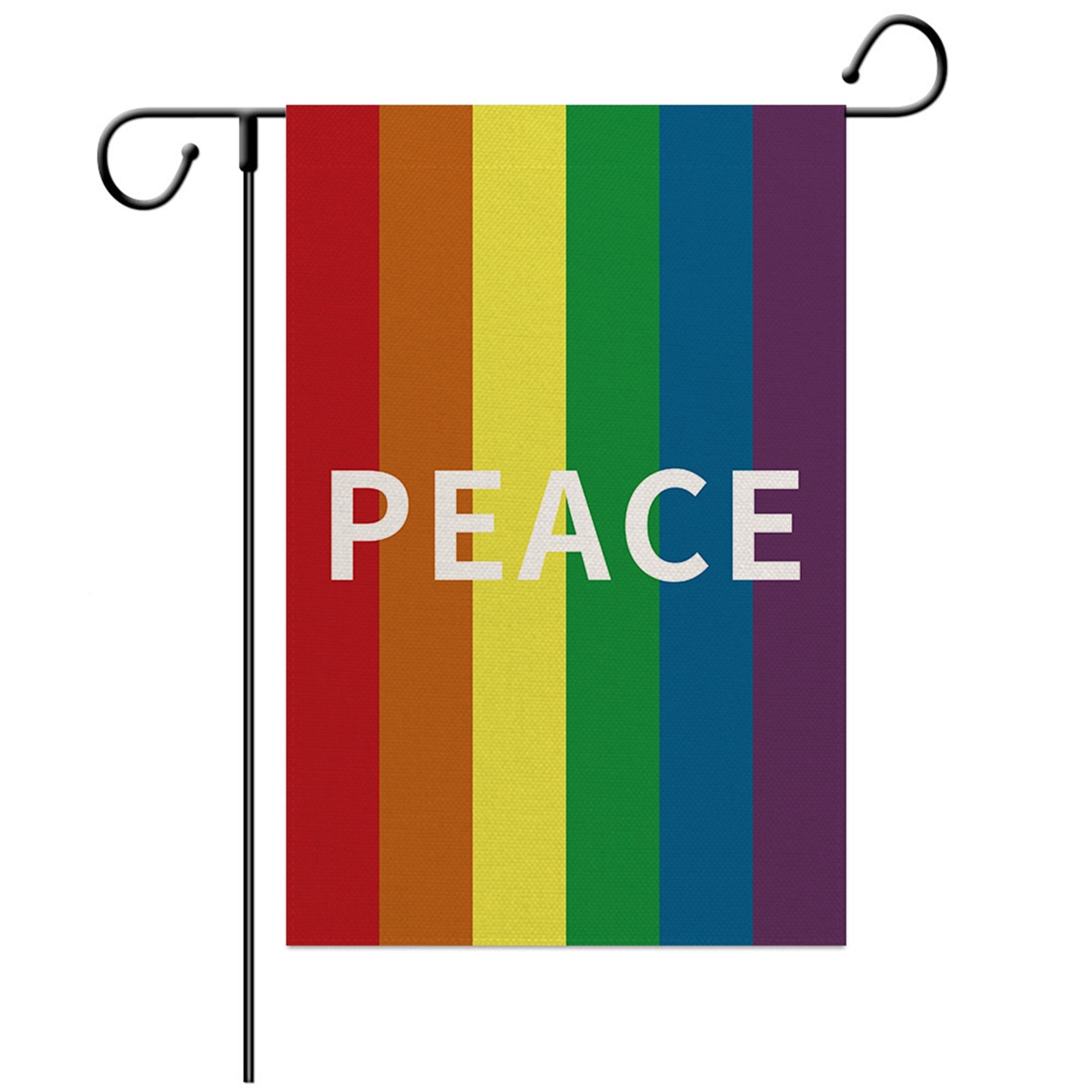 Niusricy Spring Linen Garden Flags Rainbow Stripe Print Seasonal Banner ...