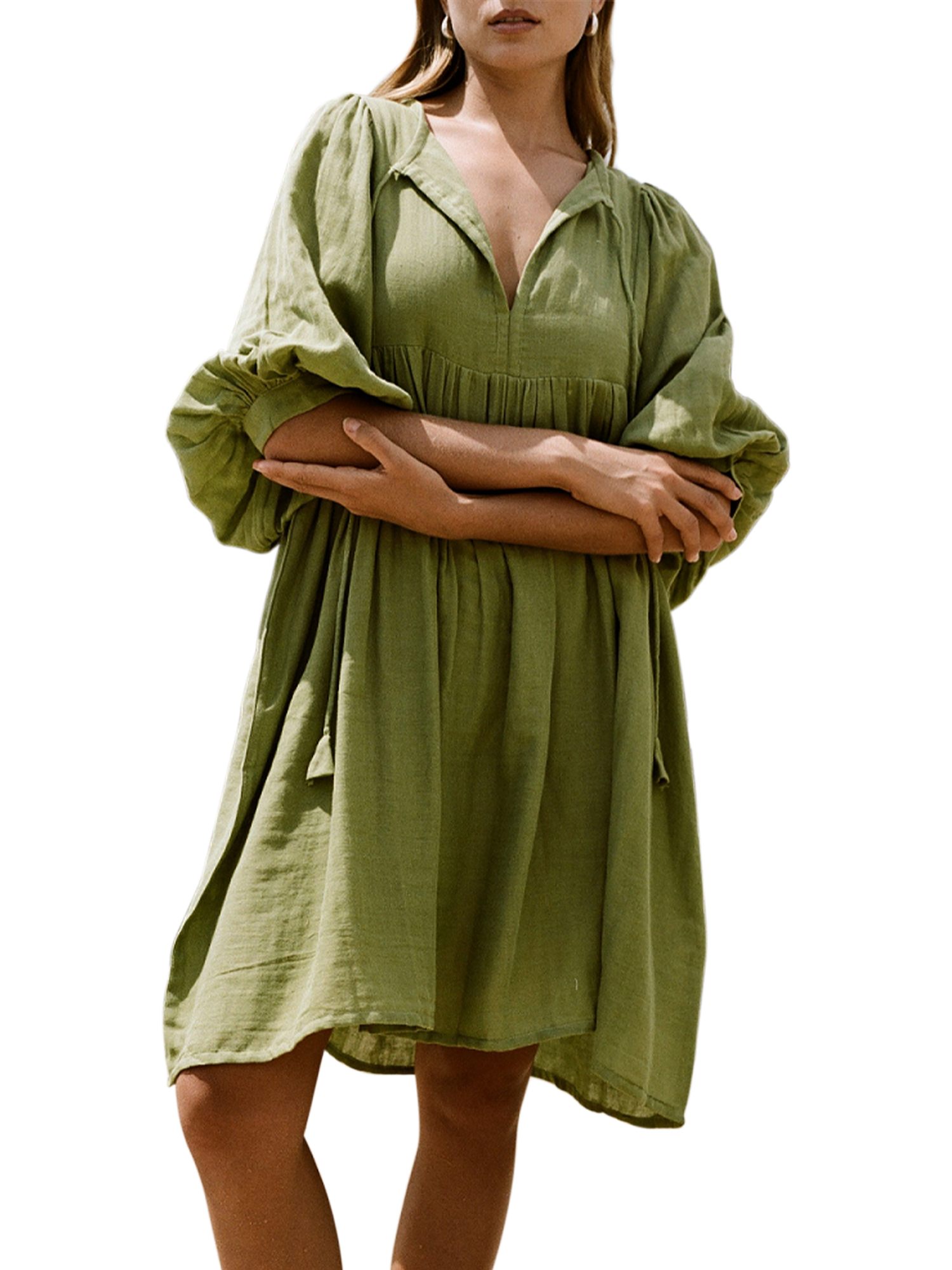 Niusricy Women's Solid Basic Flowy Mini Dress Ladies Loose Casual ...