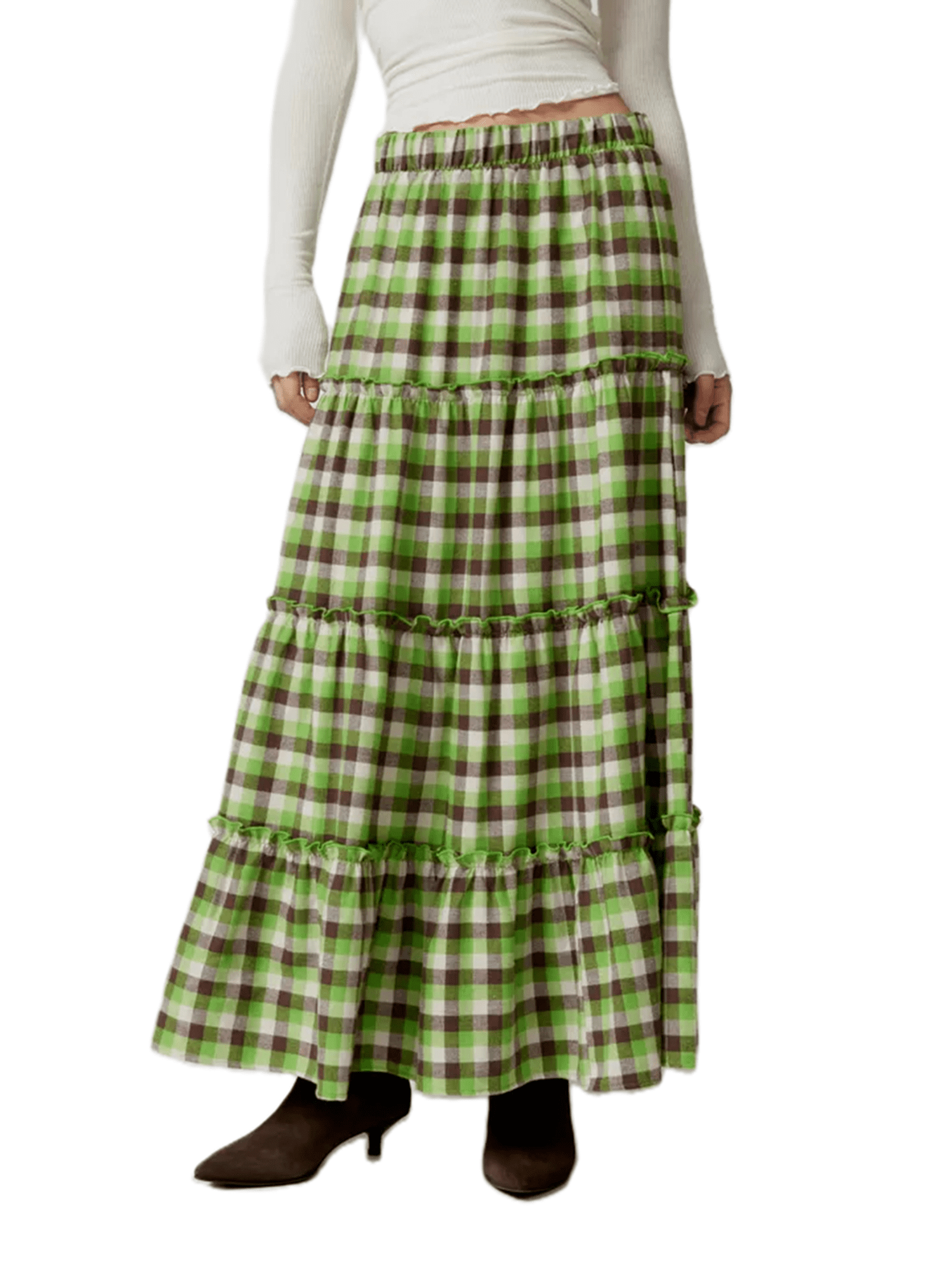Niusricy Women's Vintage Plaid Skirt Ladies Loose Fitting Skirts ...