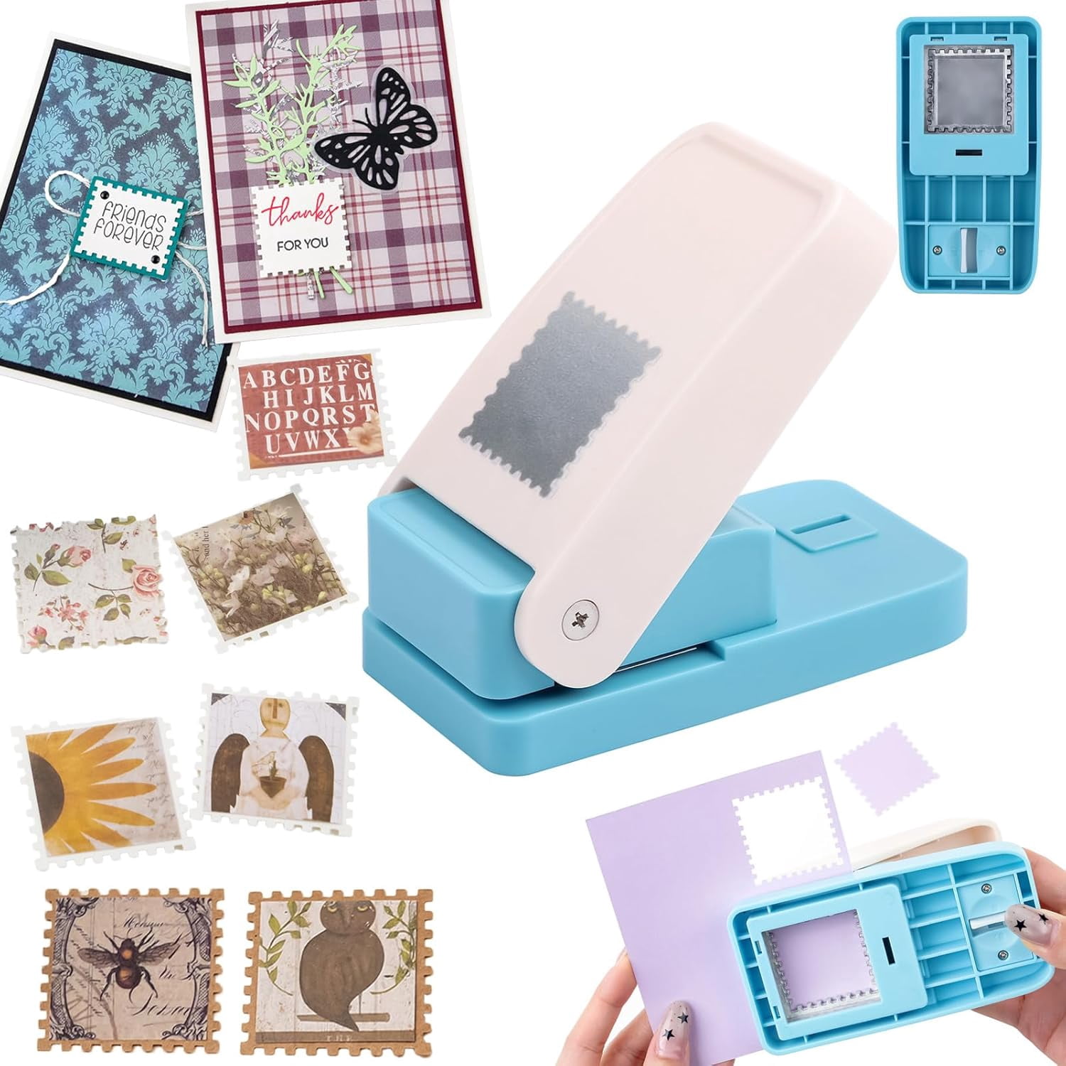 Niuxa Stamp Puncher 1.5x1.5inch Large Square Postage Stamp Punch |Stamp ...