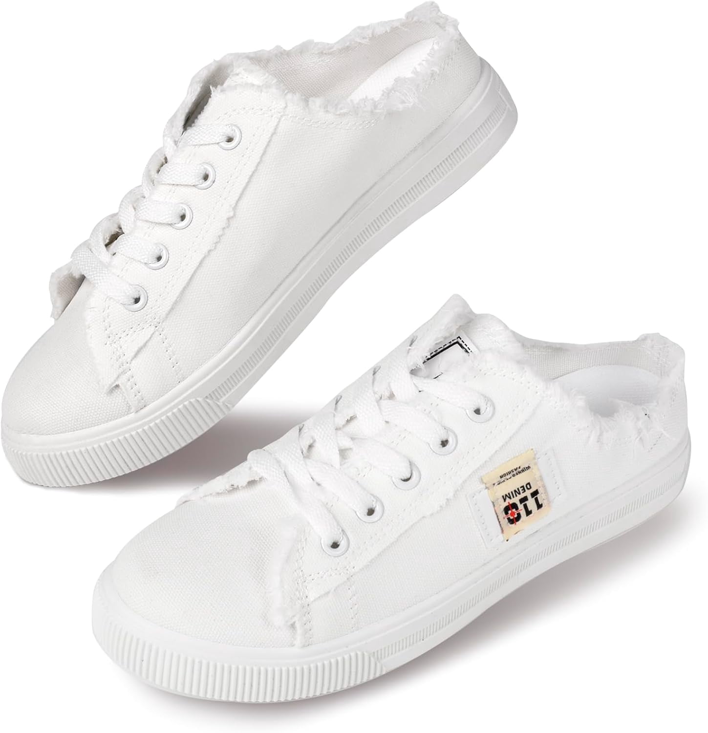 Niuxa Women's Canvas Sneakers, Slip-On Mule Backless Low Top Fashion ...