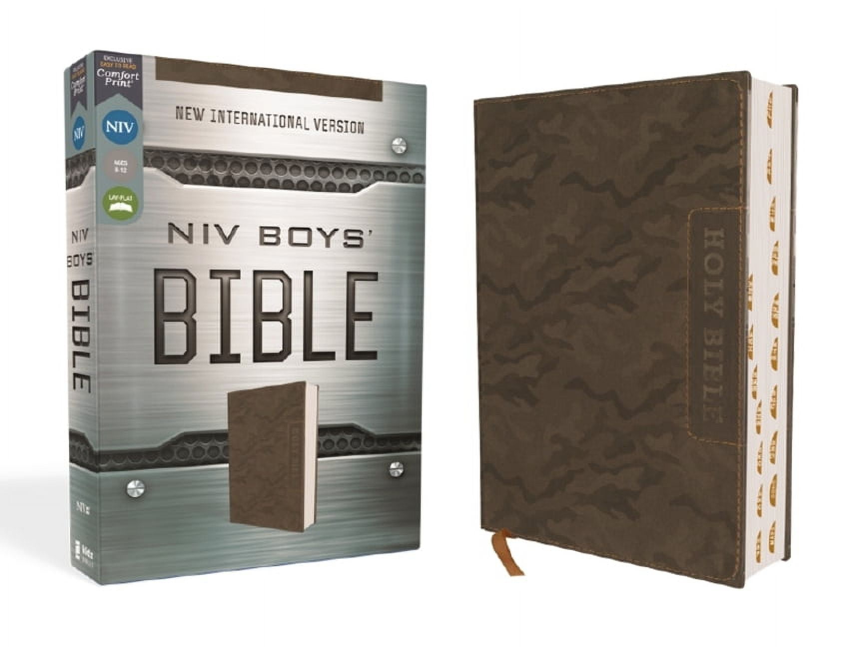 Niv, Boys' Bible, Leathersoft, Brown Camo, Thumb Indexed Tabs, Comfort ...