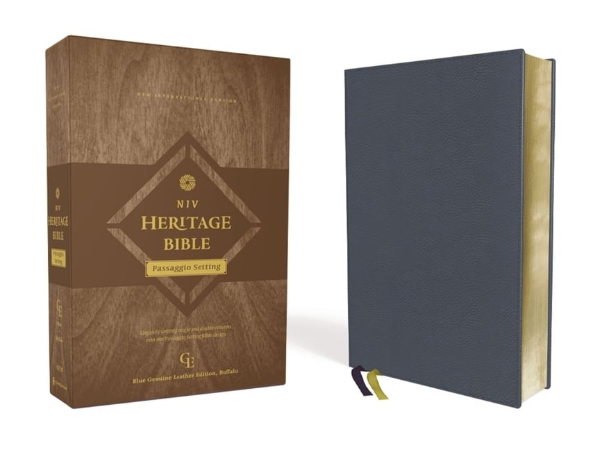 Niv, Heritage Bible, Passaggio Setting, Genuine Leather, Buffalo, Blue ...
