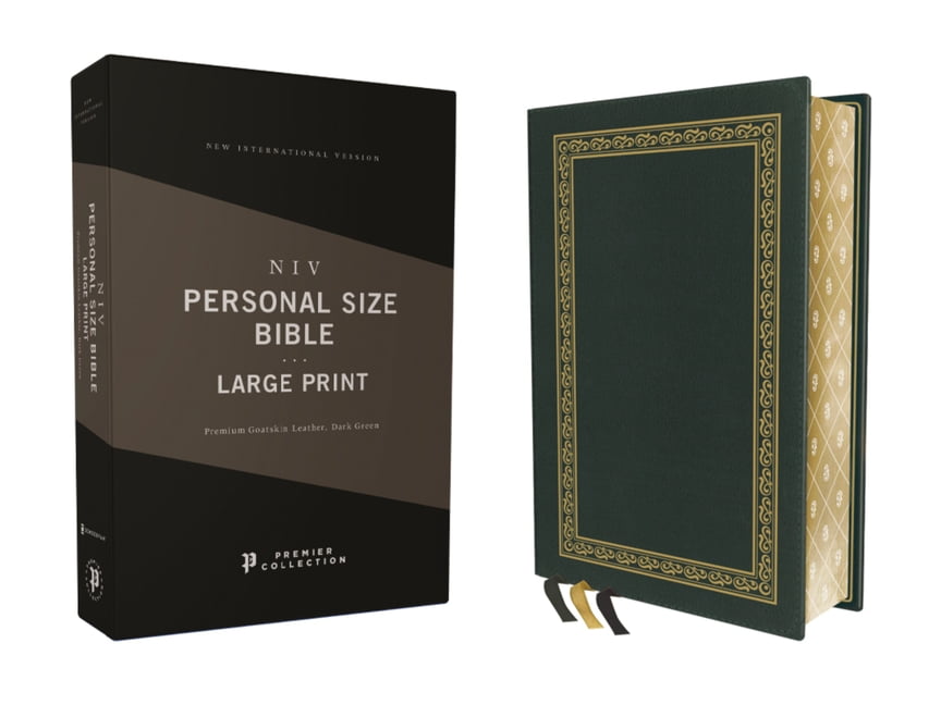 Niv, Personal Size Bible, Large Print, Premium Goatskin Leather, Green ...