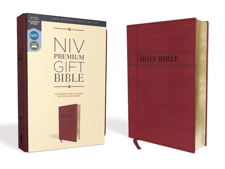 Niv, Premium Gift Bible, Leathersoft, Burgundy, Red Letter Edition ...