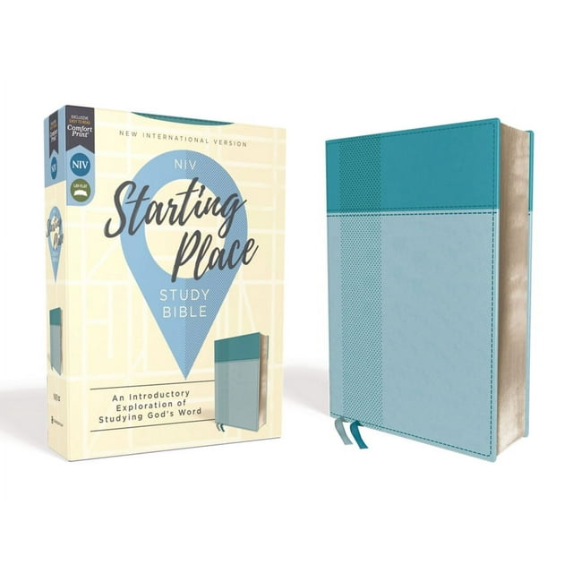 Niv, Starting Place Study Bible, Leathersoft, Blue, Indexed, Comfort ...
