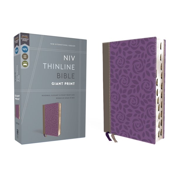 Niv Thinline Bible Giant Print Leathersoft Graypurple Red Letter