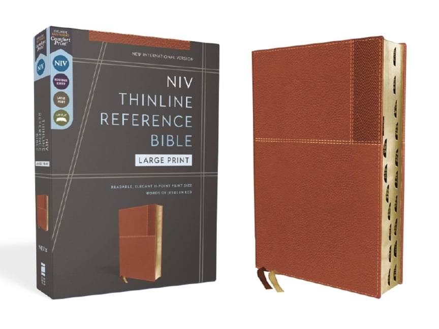 Zondervan NIV Thinline Reference Bible, Large Print, Leathersoft, Brown ...