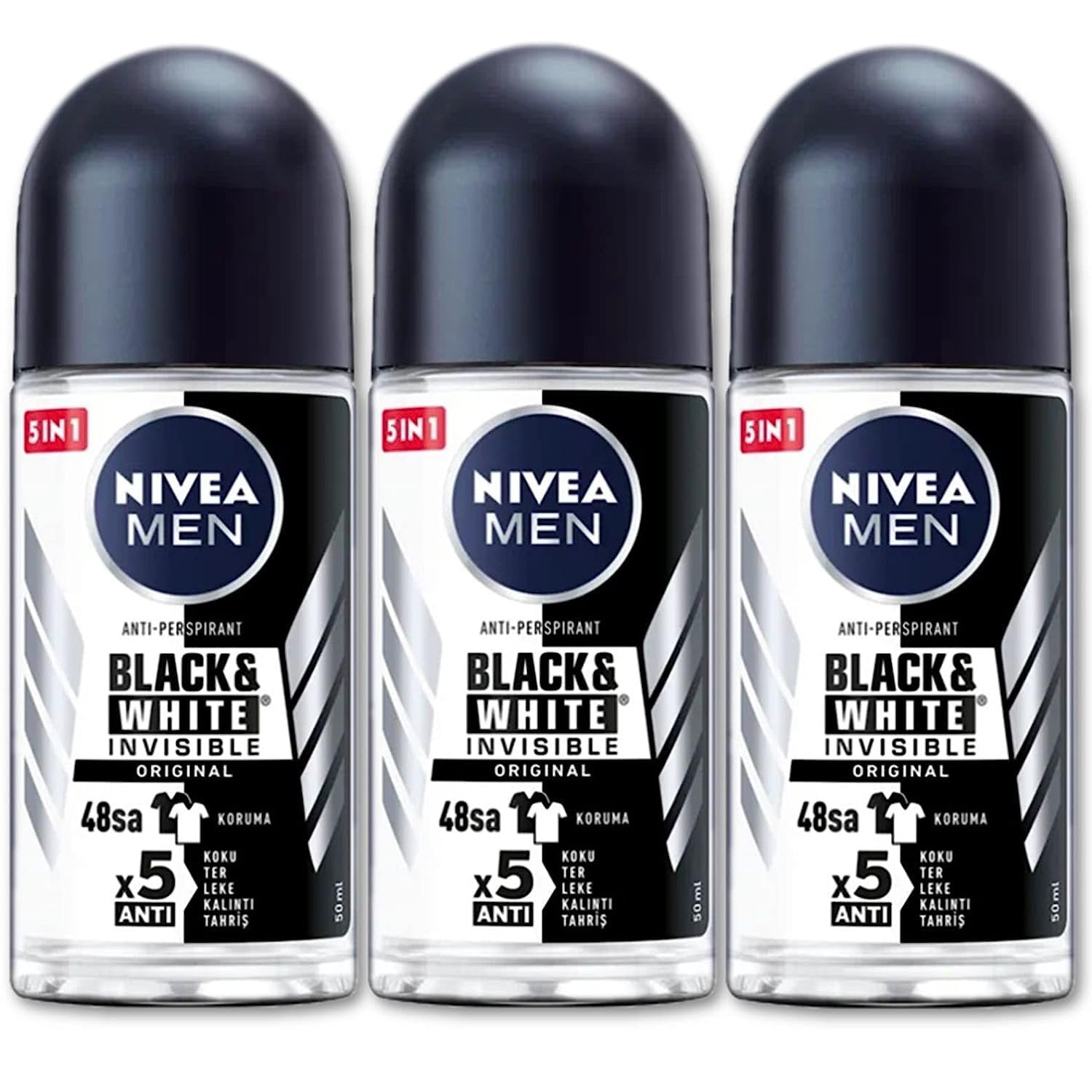 Nivea 48h Invisible Black & White Antiperspirant Deodorant Roll-on ...