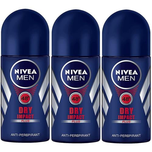 Nivea For Men Dry Impact Antiperspirant Deodorant Roll-On 50Ml (3 Pack ...