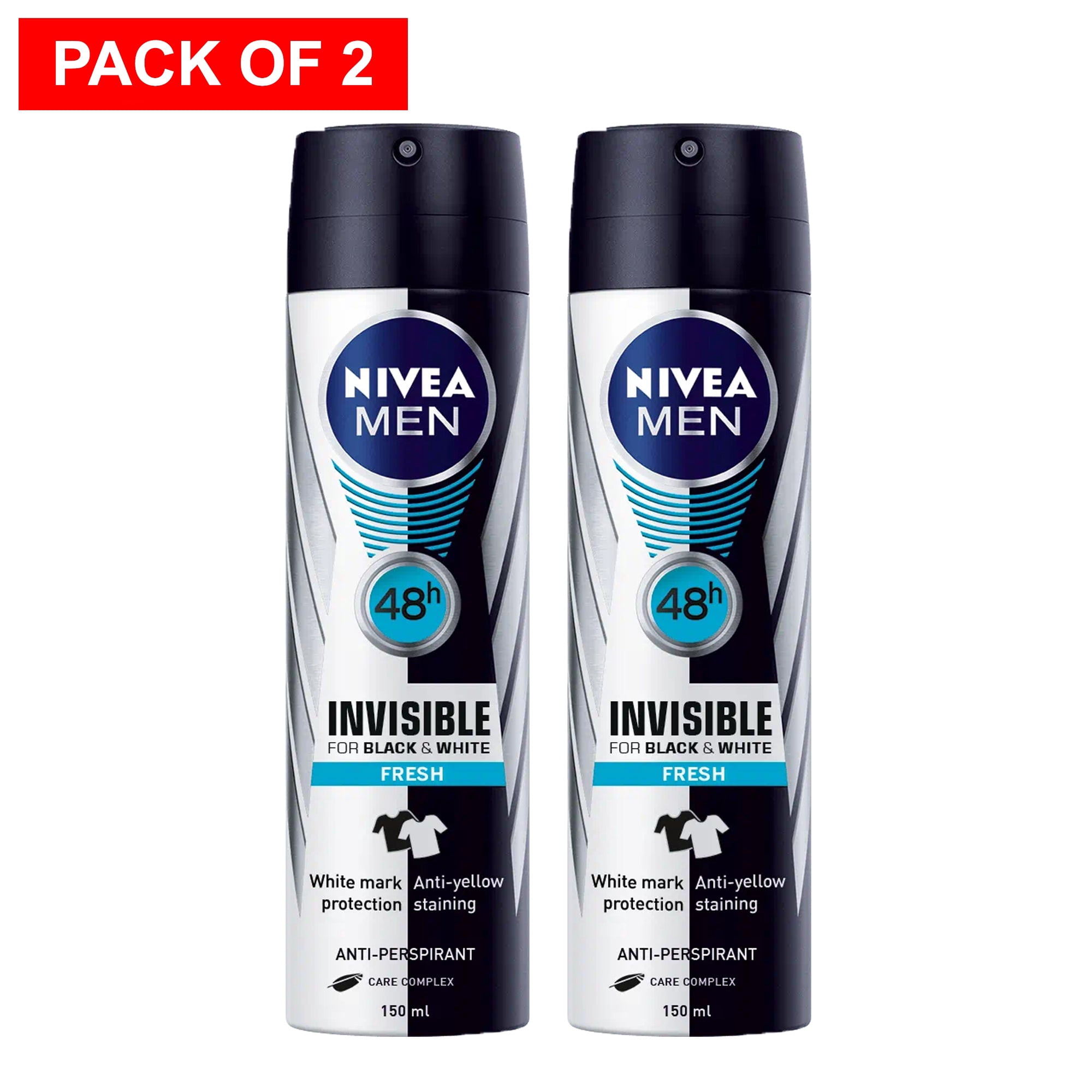 Nivea Men Invisible for Black and White Deodorant, Fresh, 150ml (Pack ...