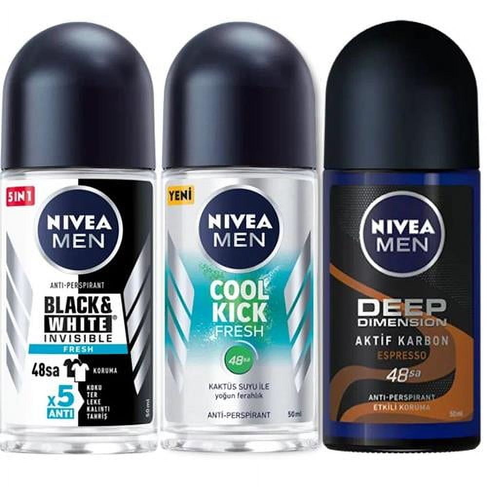 Nivea New Series Men 2 Deodorant Roll On 1.7 Fl Oz… (Black&White 1 ...