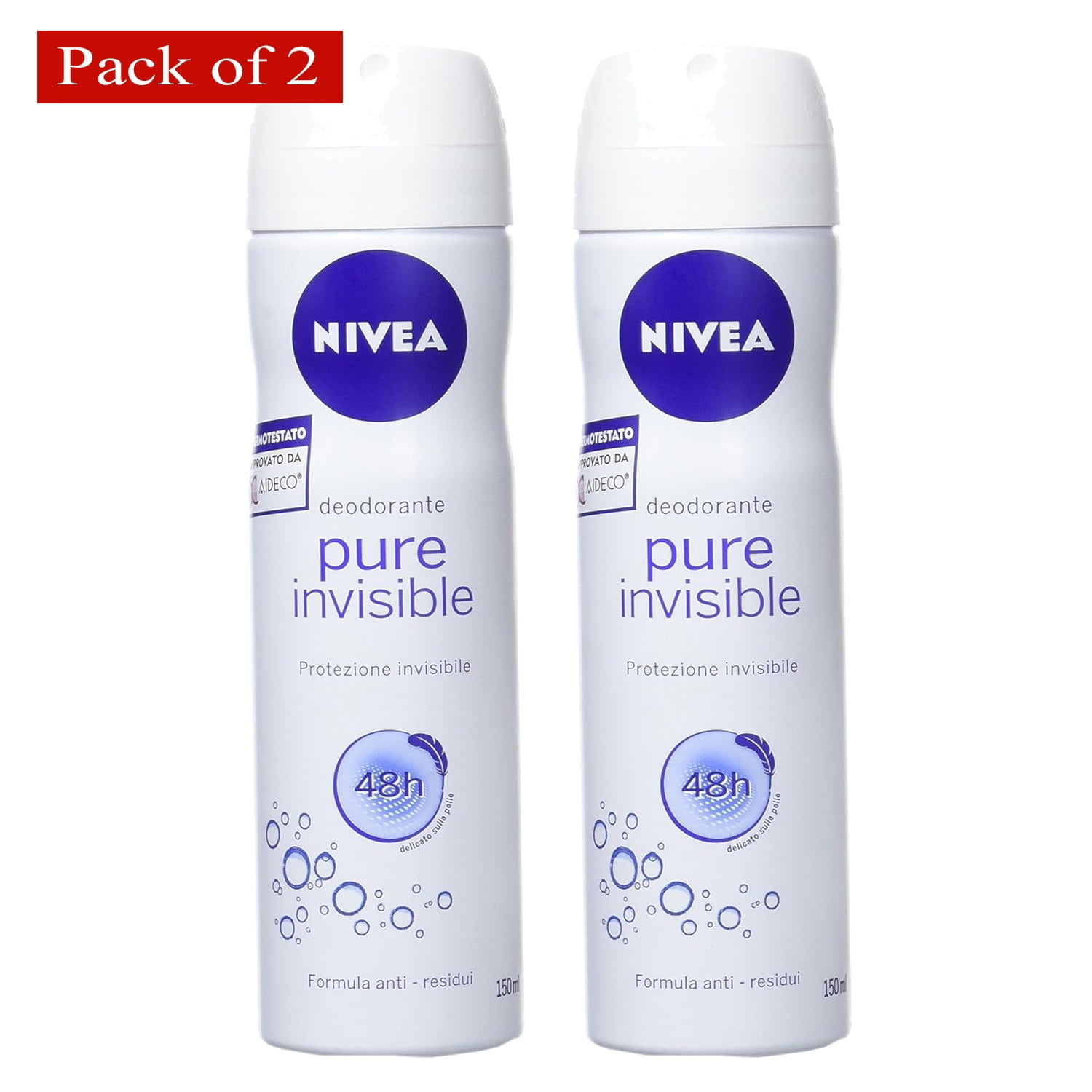 Nivea Pure Invisible Deodorant Spray 150ml (Pack of 2) - Walmart.com