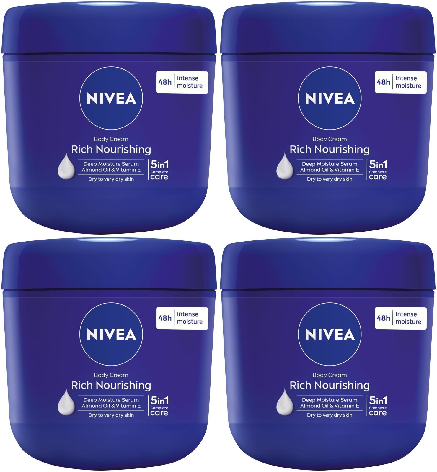 Nivea Rich Nourishing Body Cream Dry Skin Almond Oil 400 ml Pack of 4 ...