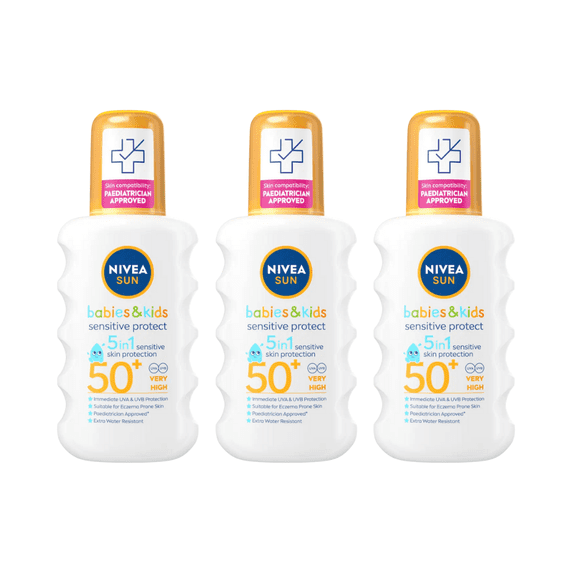 Nivea Sun Kids Sensitive Protect SPF 50+ Sun Lotion Spray 200ml / 6.8 ...