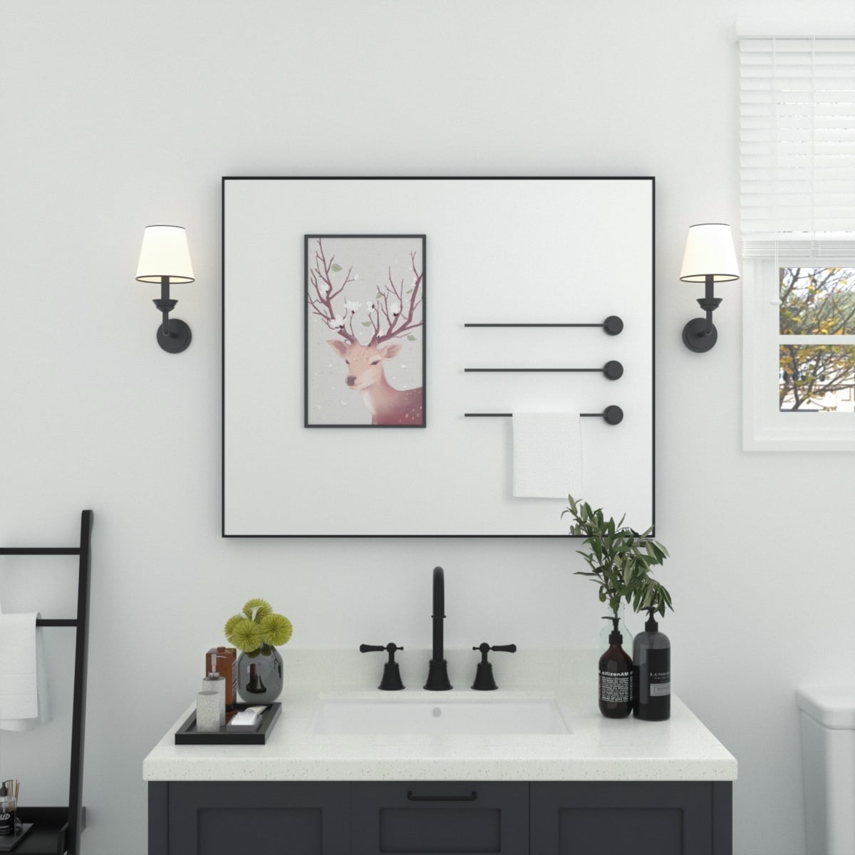 Niveal 36" x 30" Mirror for Wall Rectangular Framed Wall Mirror,Makup ...