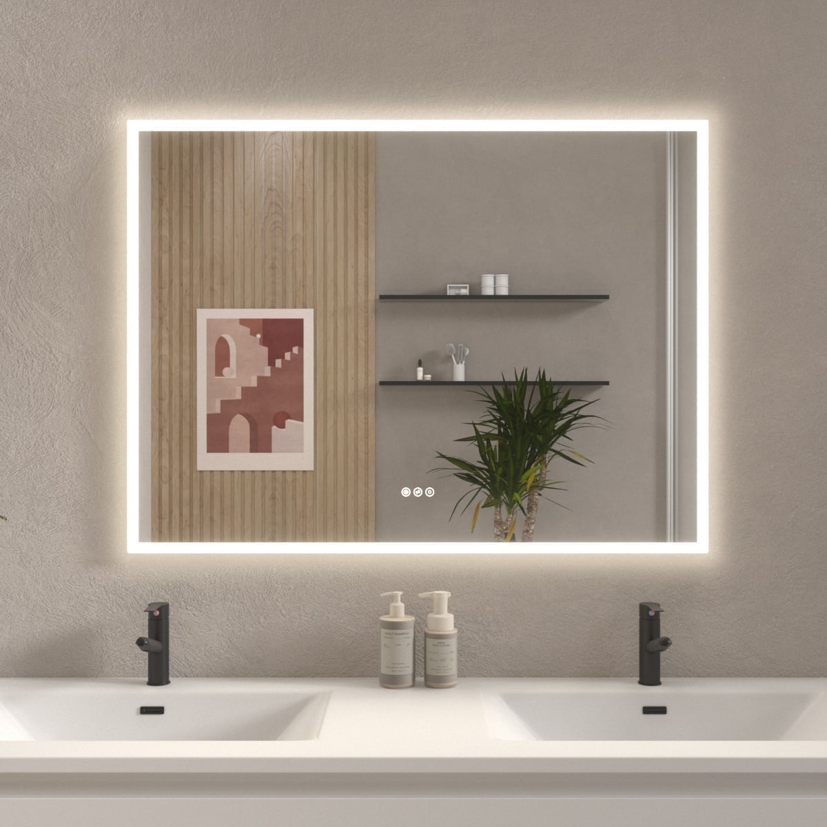 Niveal48 x 36 LED Bathroom Mirror for Vanity,Wall Mounted with Lights ...