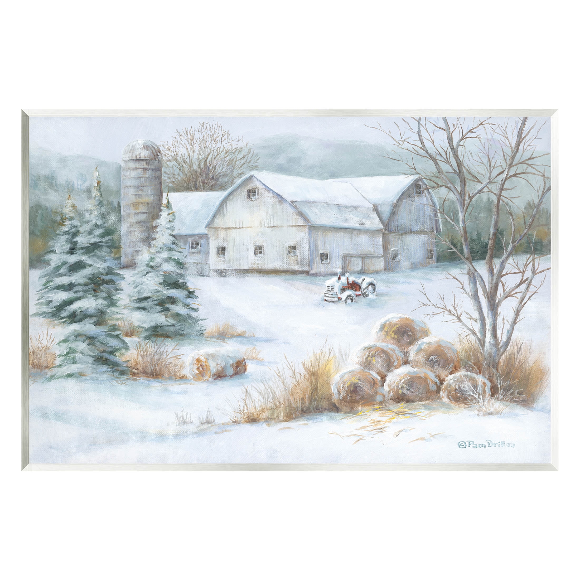 Niveous Country Barn Snow Scene Landscape Painting Wall Art - Walmart.com