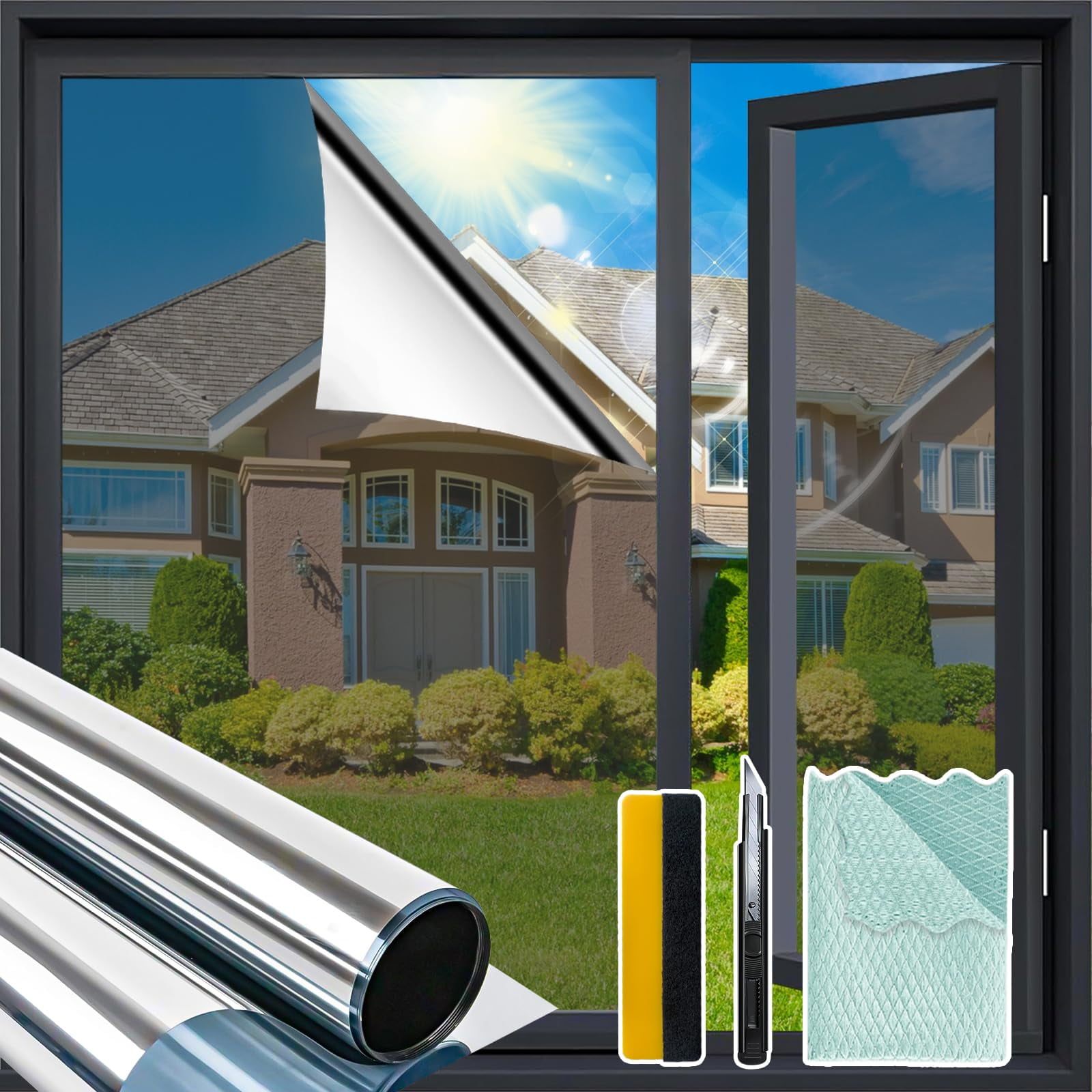 Niviy One Way Privacy Window Film, 17.7 x 157.4 Inch Window Tint for ...